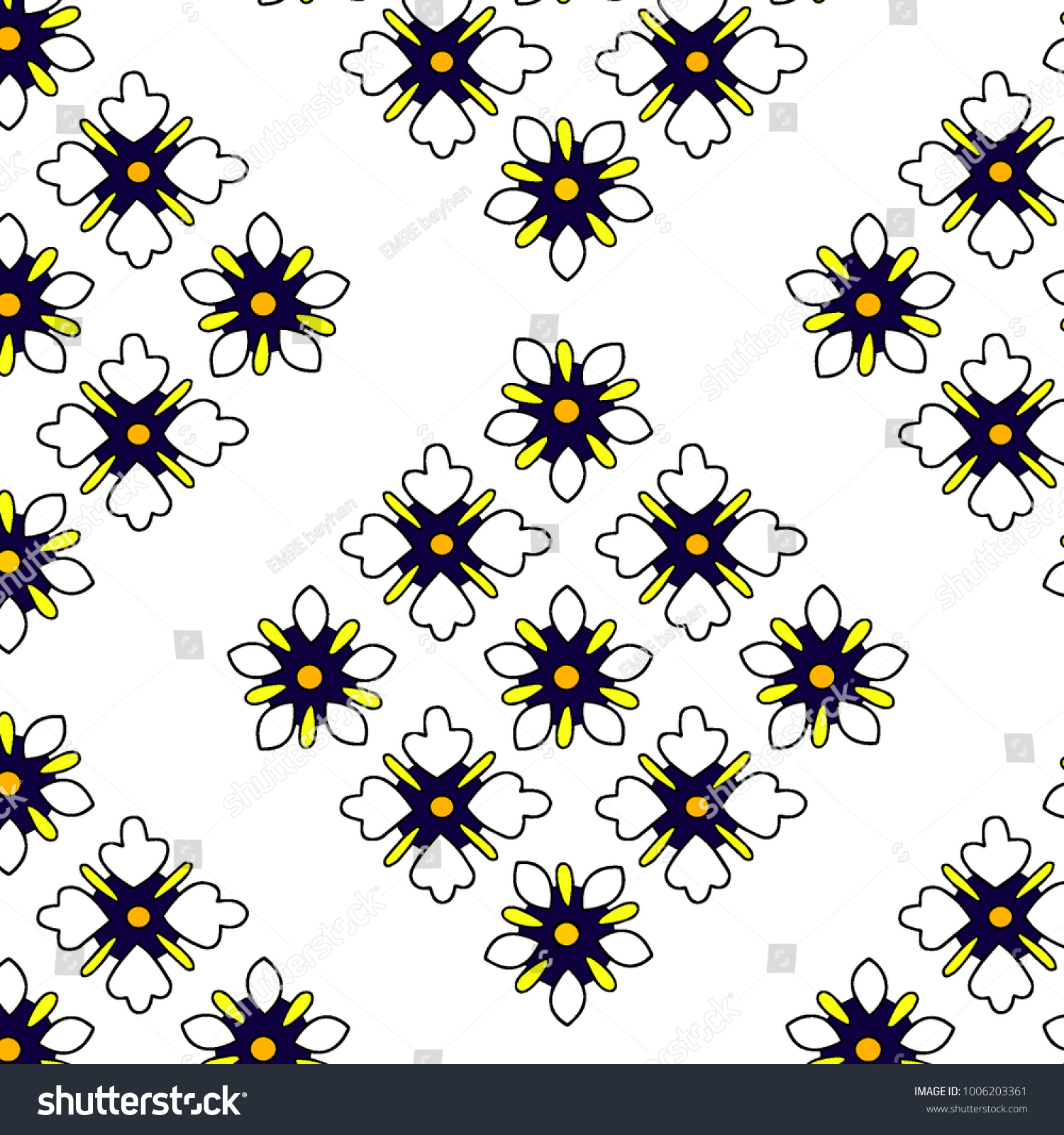 Flower Vector Blue Yellow Pattern Stock Vector (Royalty Free ...