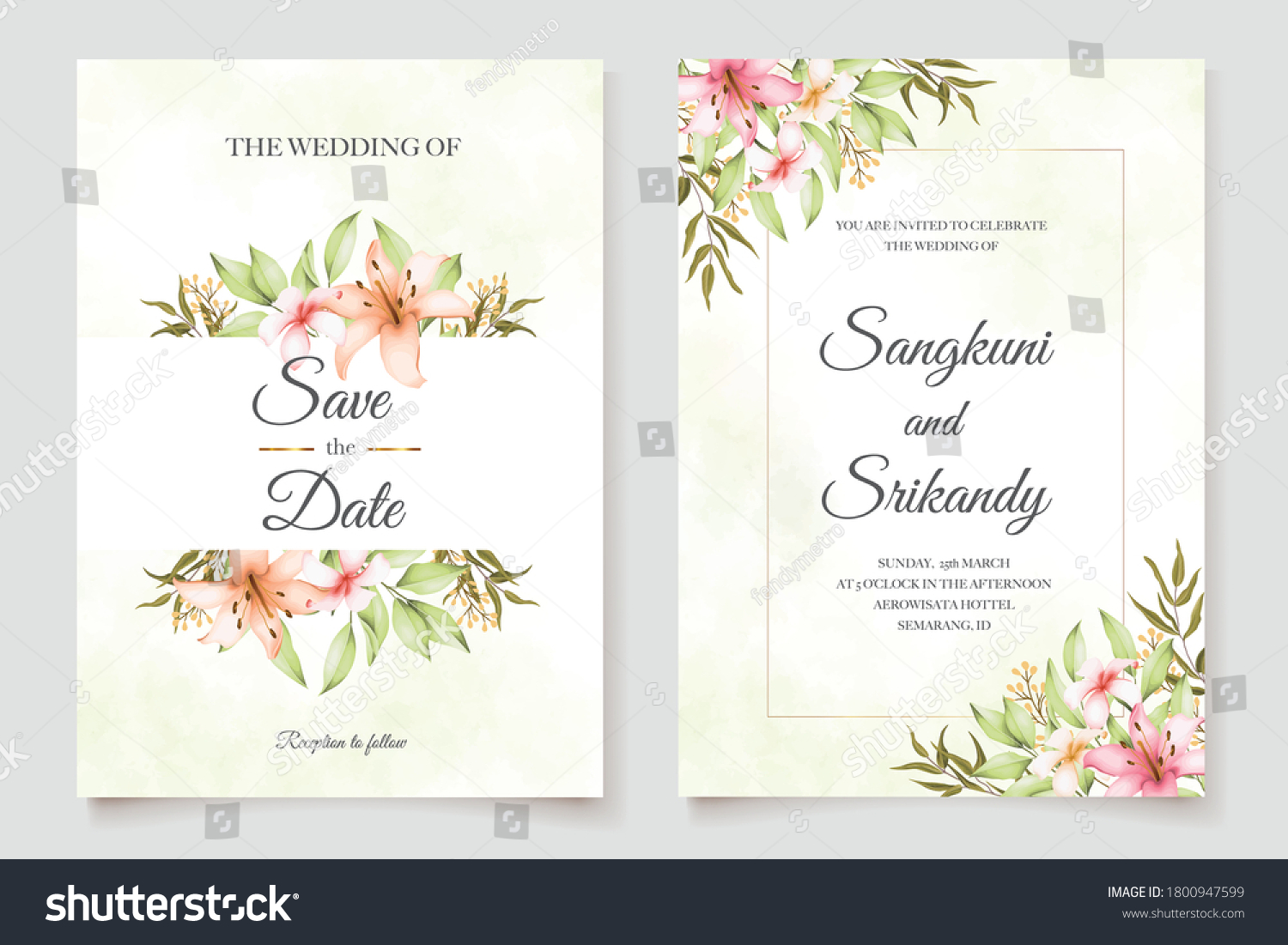 Flower Wedding Invitations Template Vector Stock Vector (Royalty Free ...