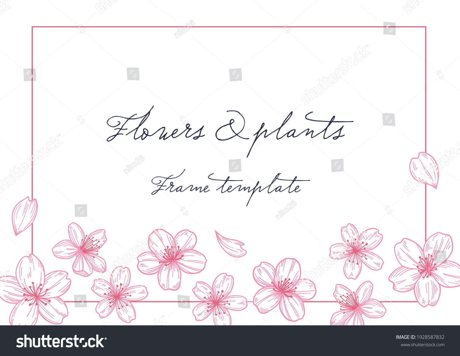 Flowers Plants Frame Template Stock Vector (Royalty Free) 1928587832 ...
