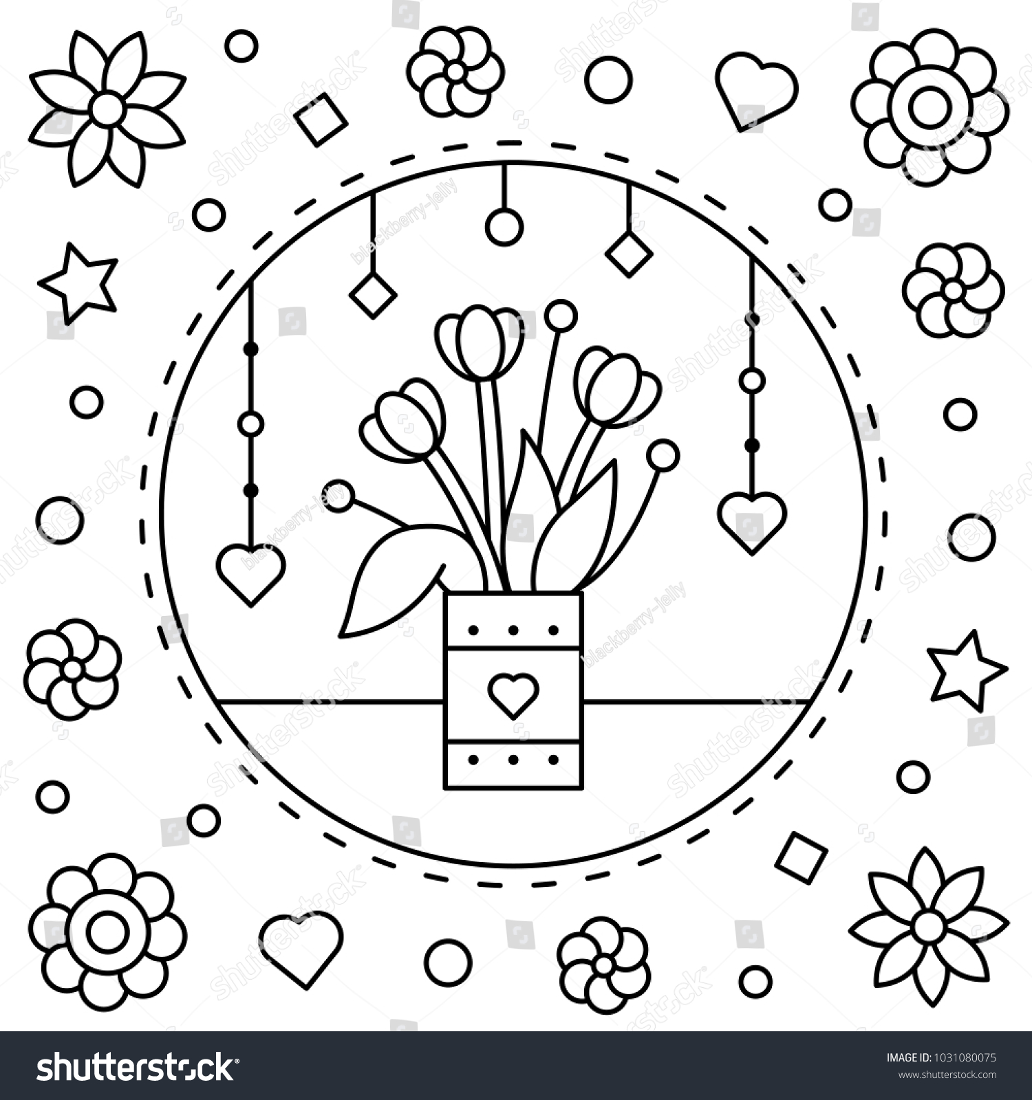 Flowers Coloring Page Vector Illustration Stock Vector (Royalty Free ...
