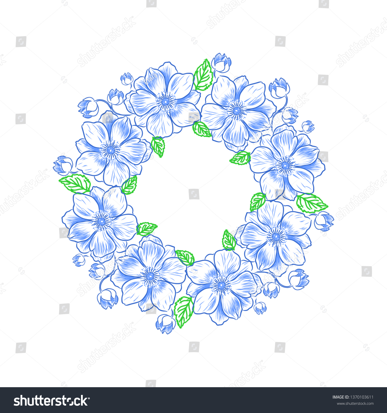 Flowers Frame Contour Vector Illustration Stock Vector (Royalty Free ...