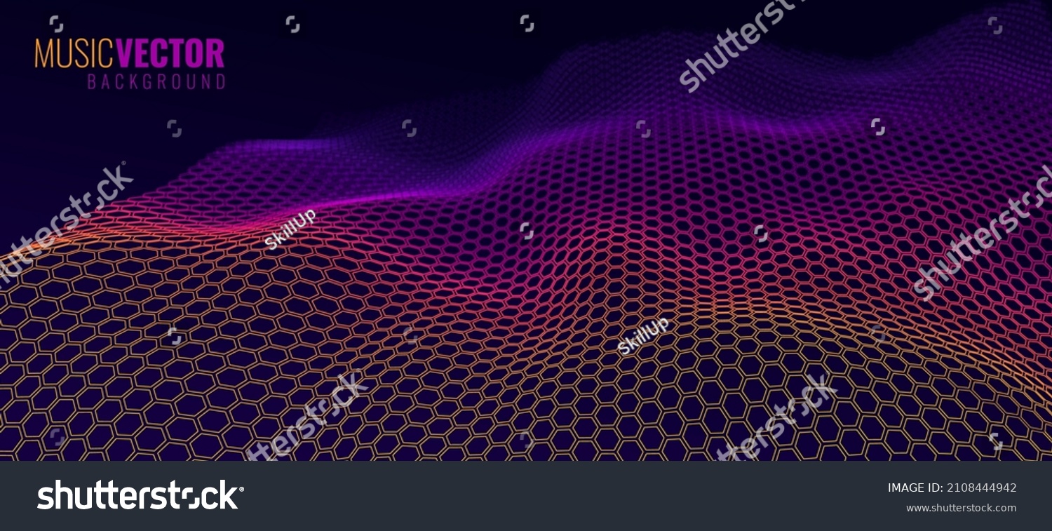Flowing Hexagonal Grid Waves Music Abstract Stock Vector (Royalty Free ...