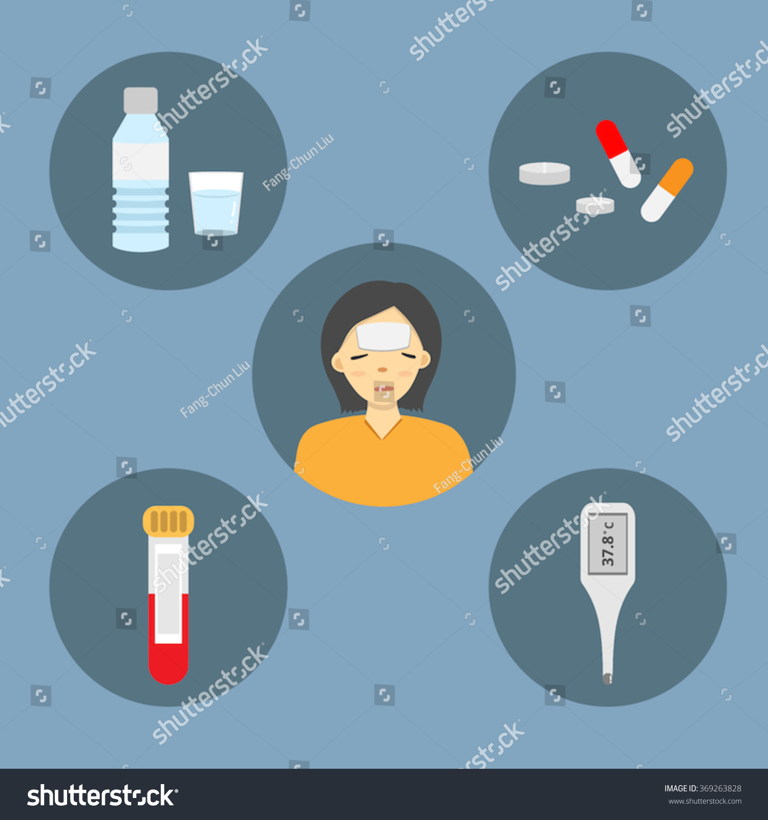 Flu Sickness Icons Infographic Elements Vector Stock Vector (Royalty ...
