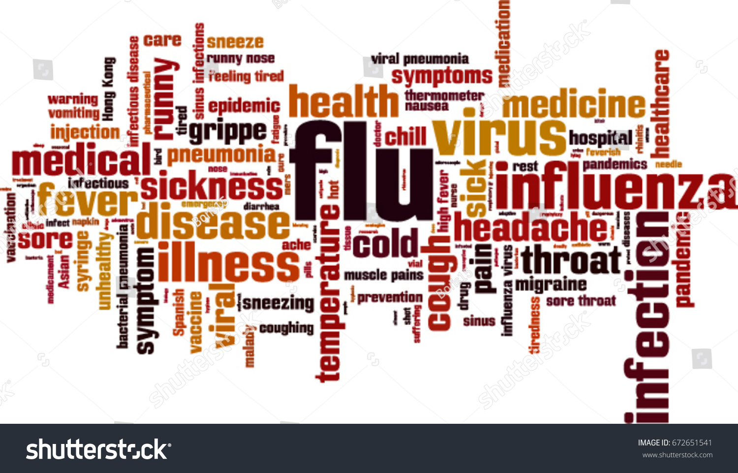 Flu Word Cloud Concept Vector Illustration: vector de stock (libre de ...