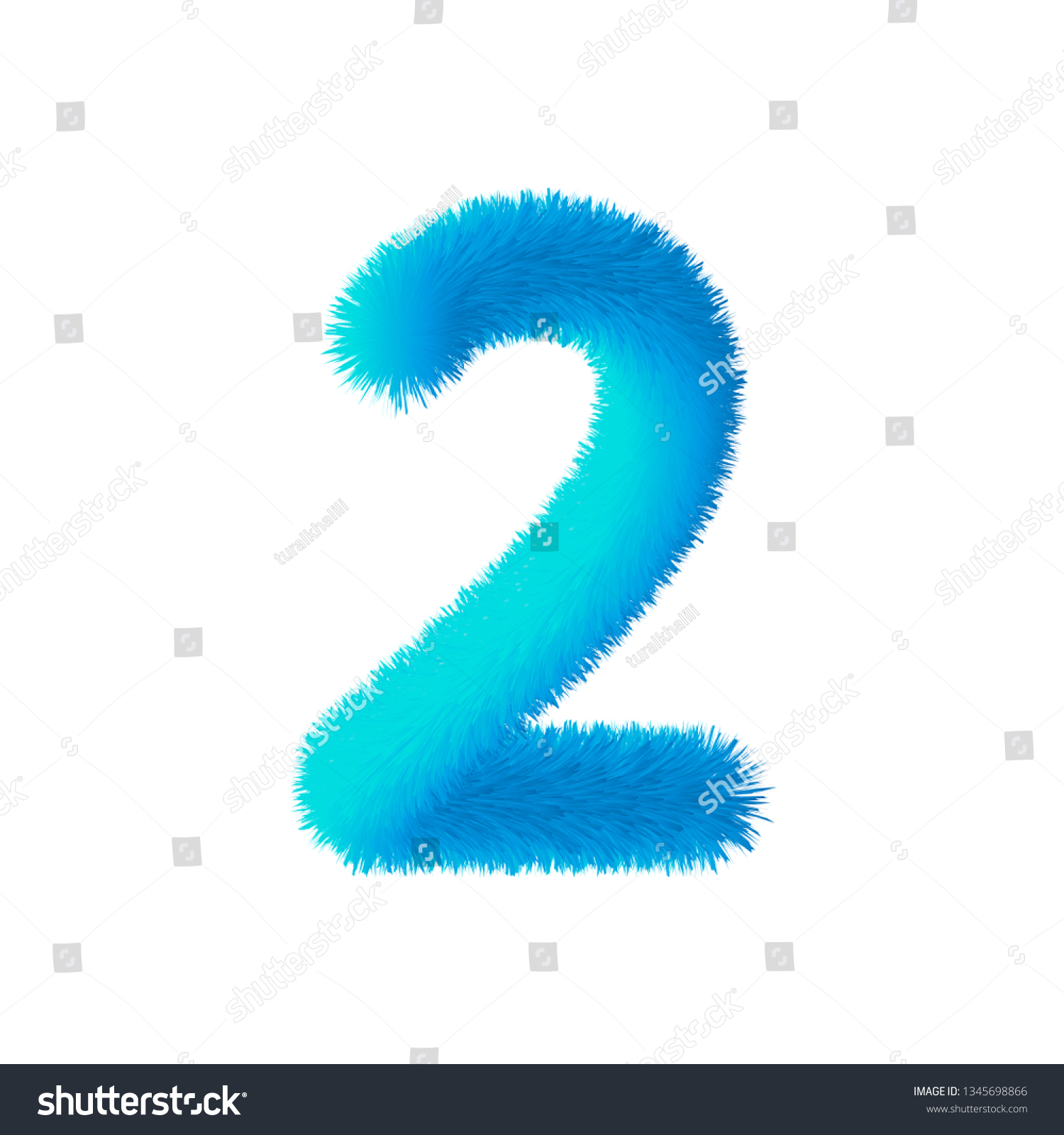 Fluffy Font Vector Number Two: vector de stock (libre de regalías ...