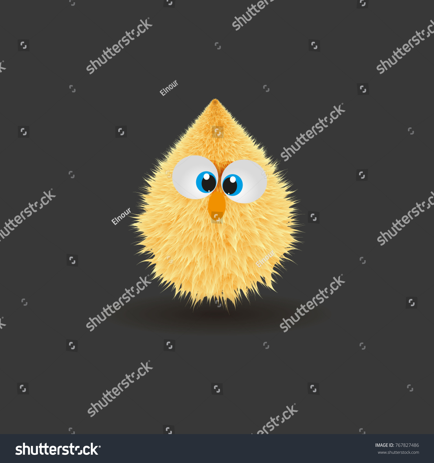 Fluffy Smiling Monster Drawing Vector Illustration Stock Vector ...