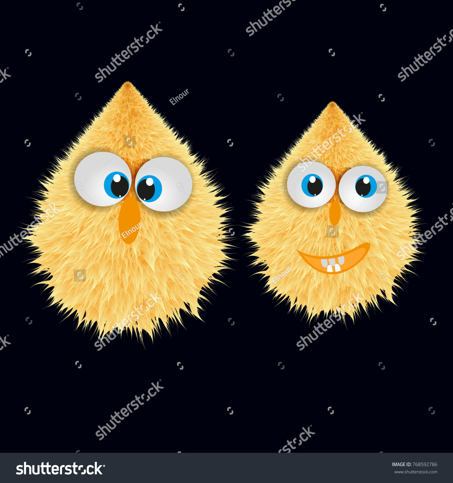 Fluffy Smiling Monster Drawing Vector Illustration Stock Vector ...