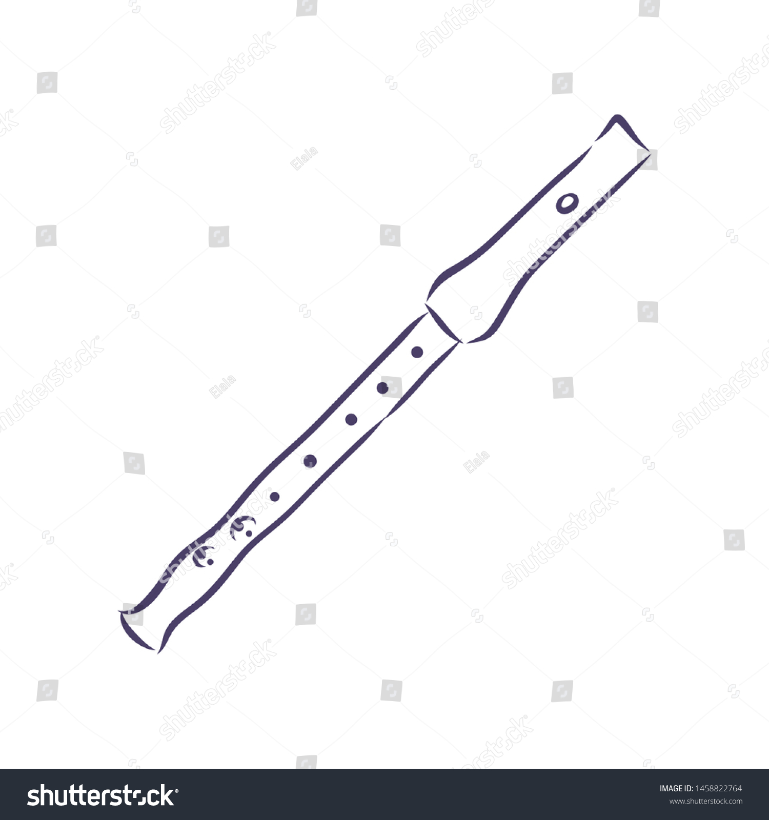Flute Block Flute Contour Vector Illustration 库存矢量图（免版税）1458822764 ...