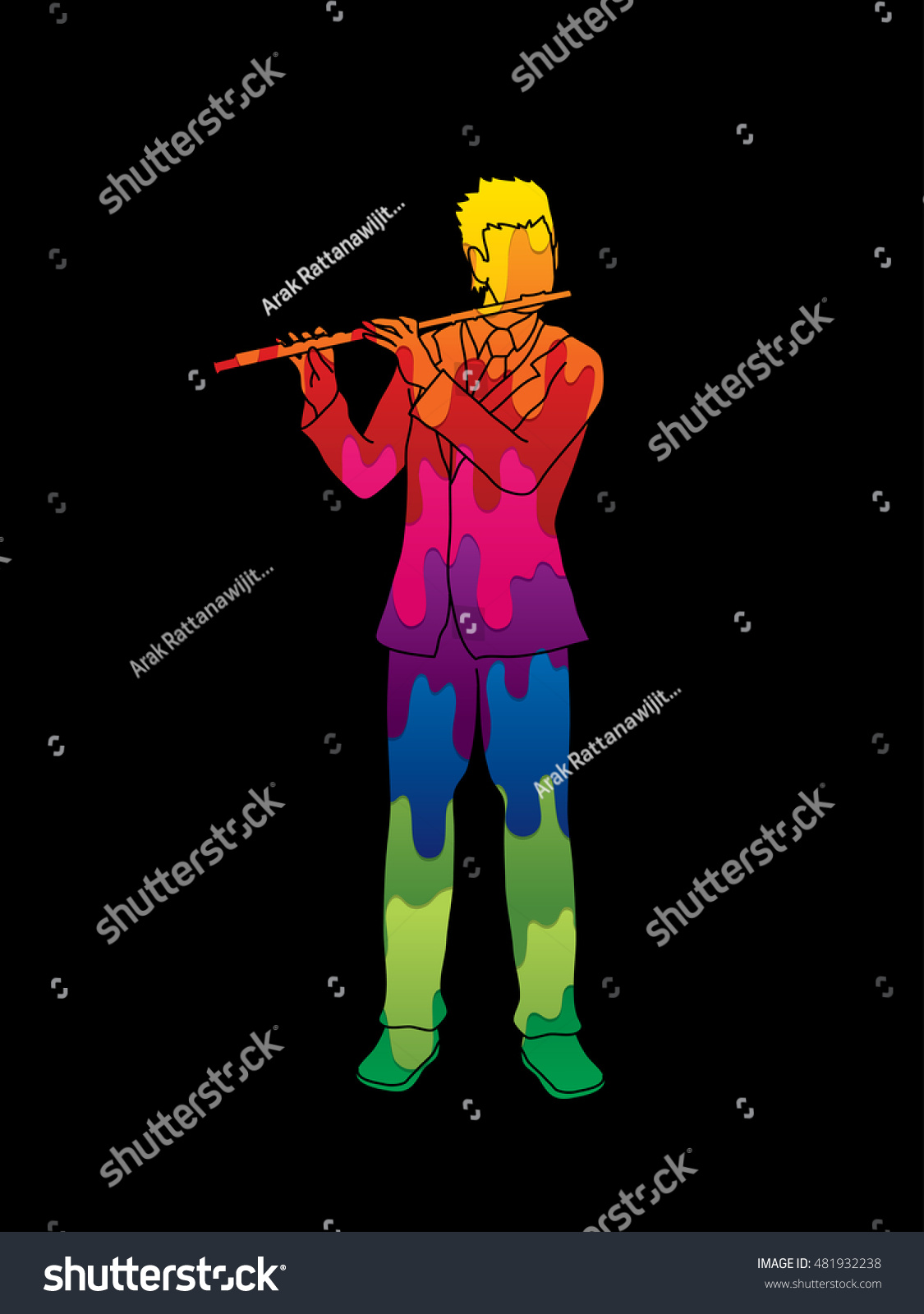Flute Player Designed Using Melt Colors Stock Vector (Royalty Free ...