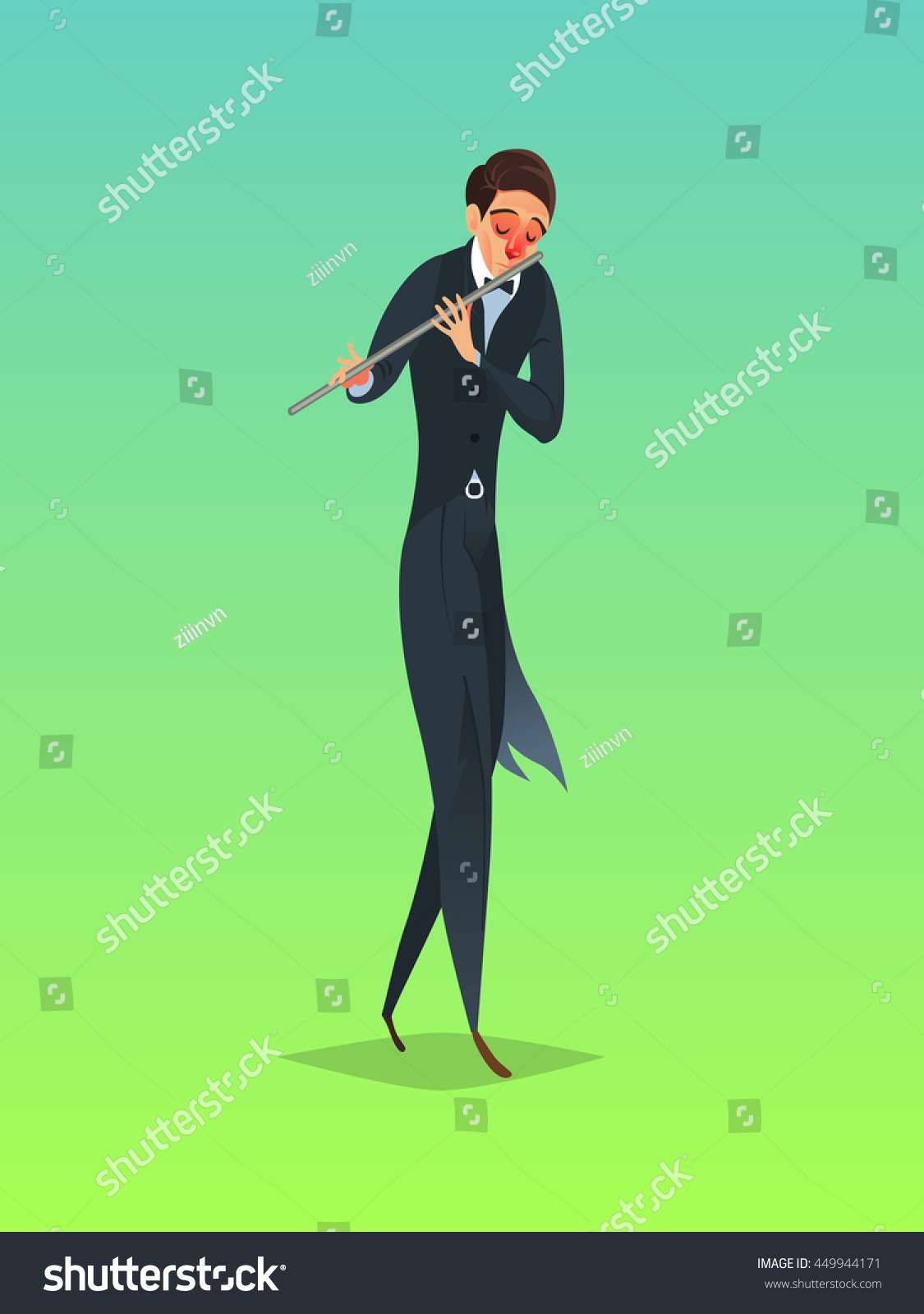 Flute Player Vector Illustration: vector de stock (libre de regalías ...