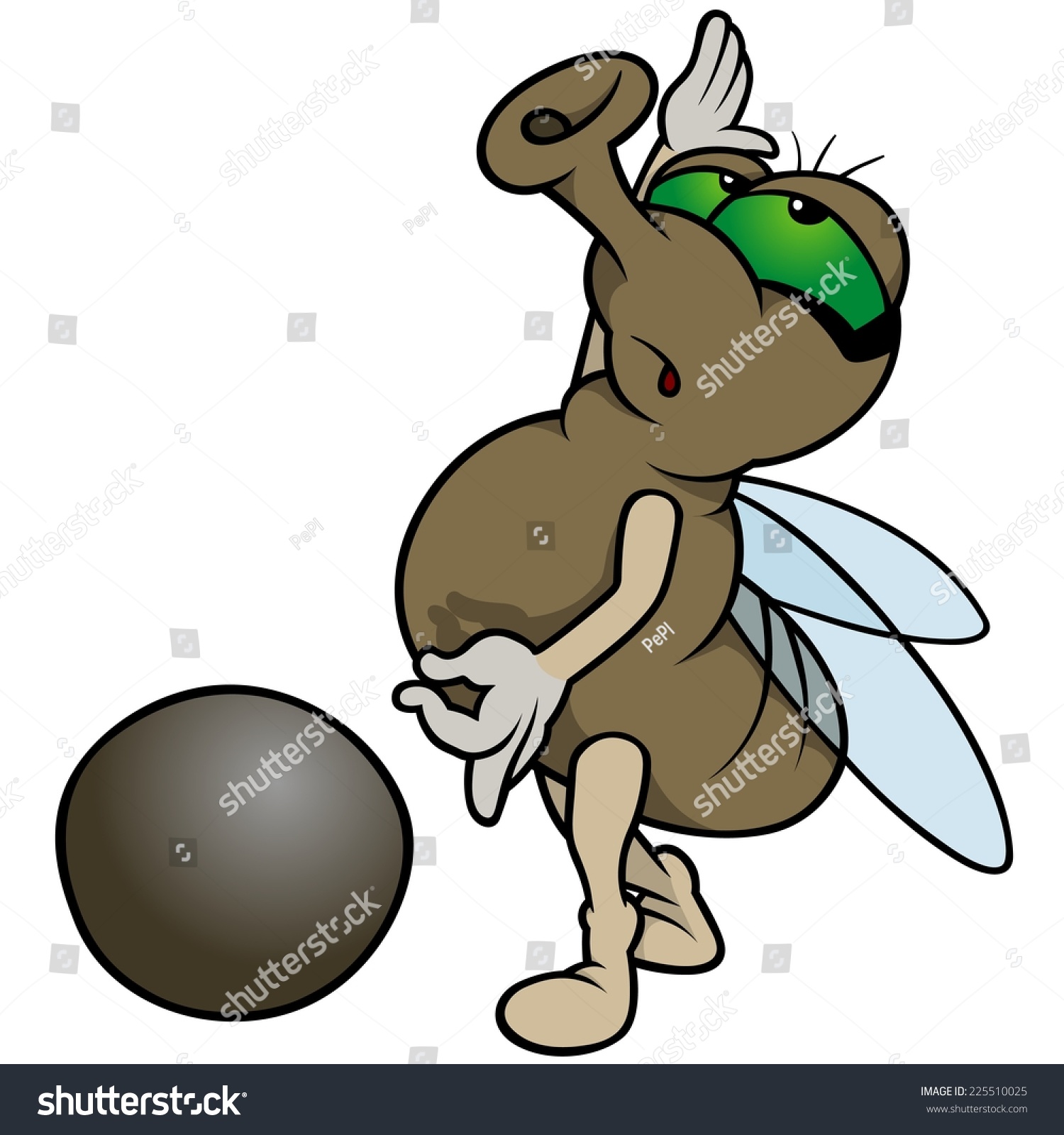 Fly Playing Marbles Colored Cartoon Illustration: vector de stock ...