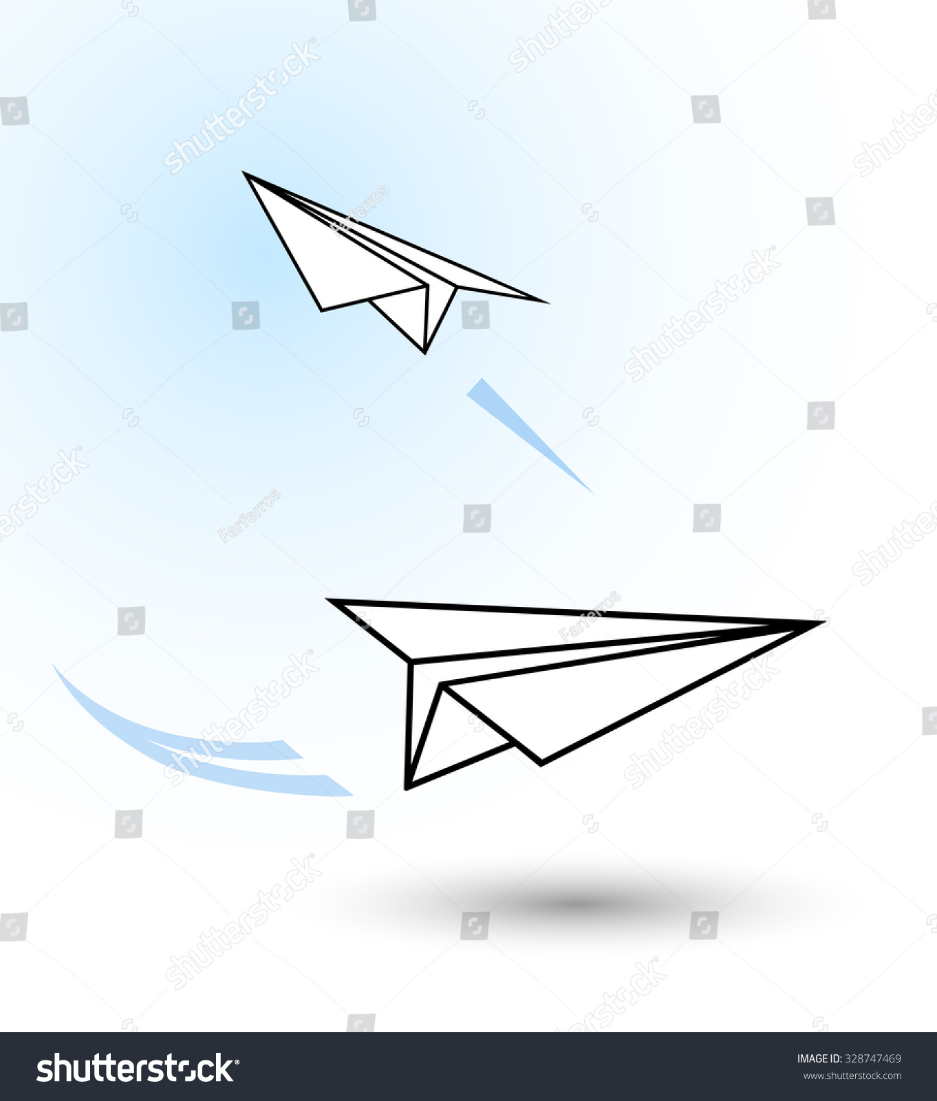Flying Paper Planes Vector Linear Drawing Stock Vector (Royalty Free ...