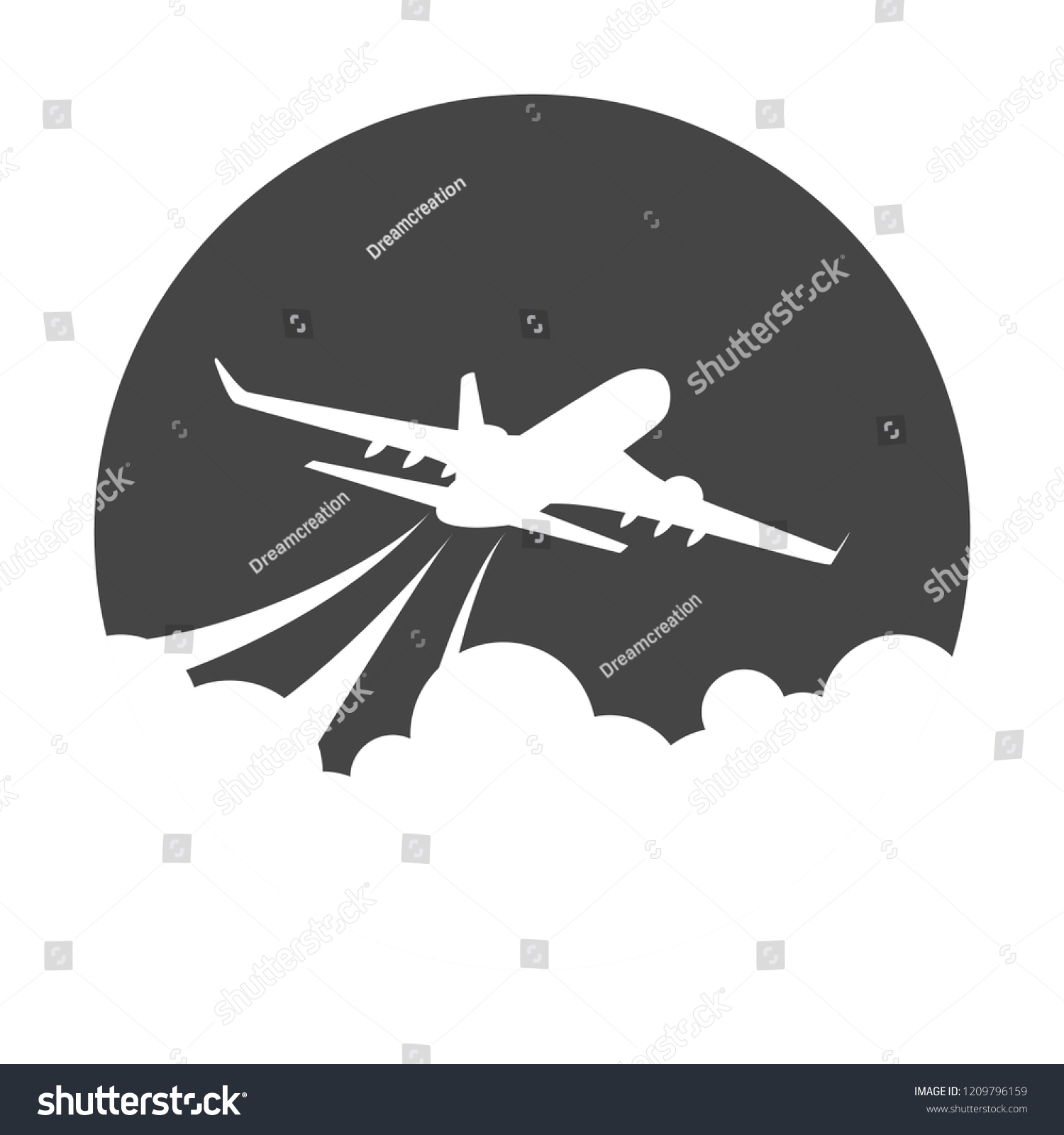 Flying Airplane Icon Stock Vector (Royalty Free) 1209796159