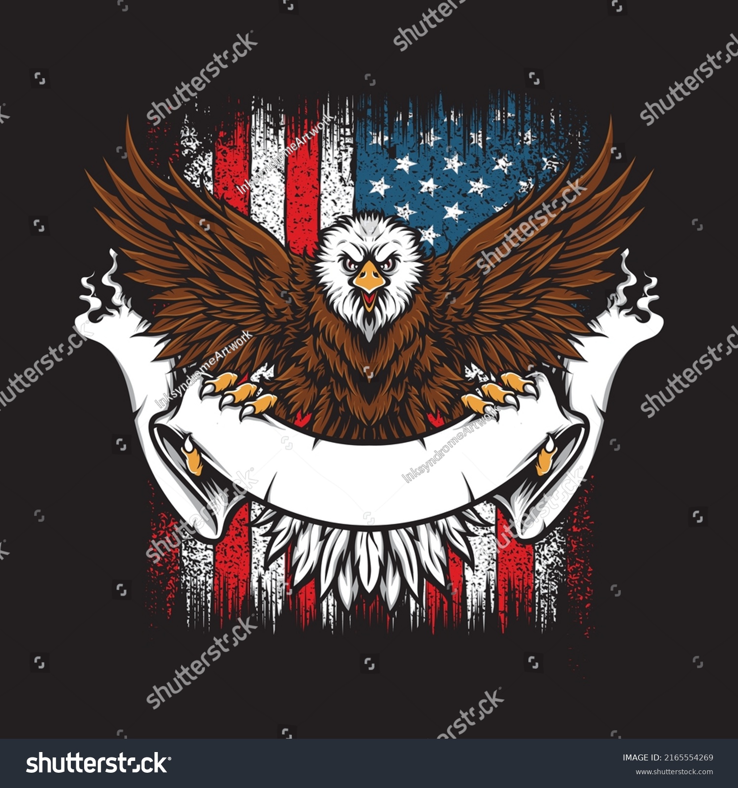 Flying Bald Eagle Holding Banner Vector Stock Vector (Royalty Free ...