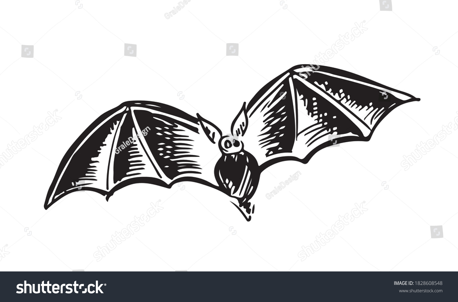 Flying Bat Grunge Illustration Vector Stock Vector (Royalty Free ...