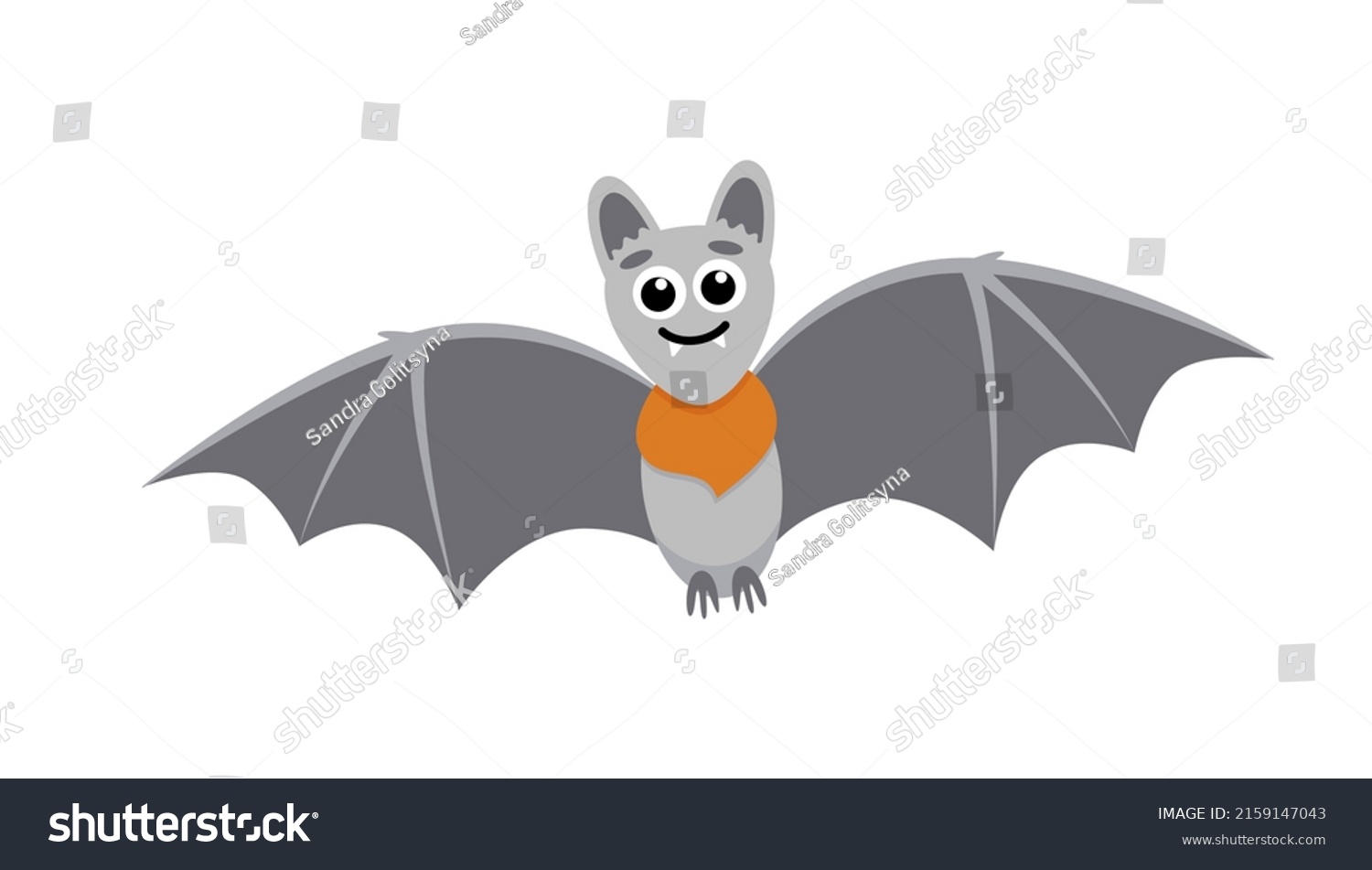 Flying Bat Jolly Bat Flat Cartoon Stock Vector (Royalty Free ...
