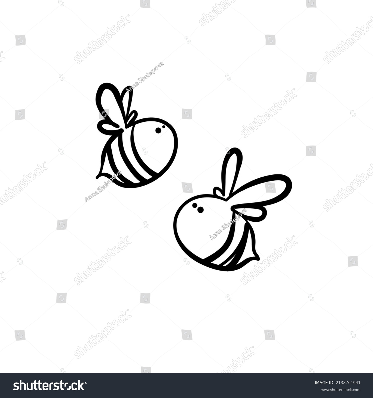 Flying Bees Graphic Drawing Vector Illustration Stock Vector (Royalty ...