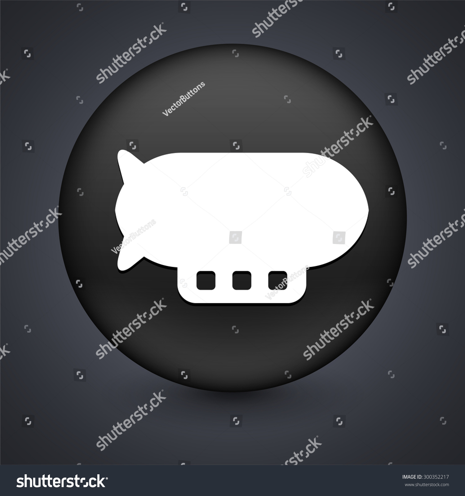 Flying Blimp On Black Round Button Stock Vector (Royalty Free ...