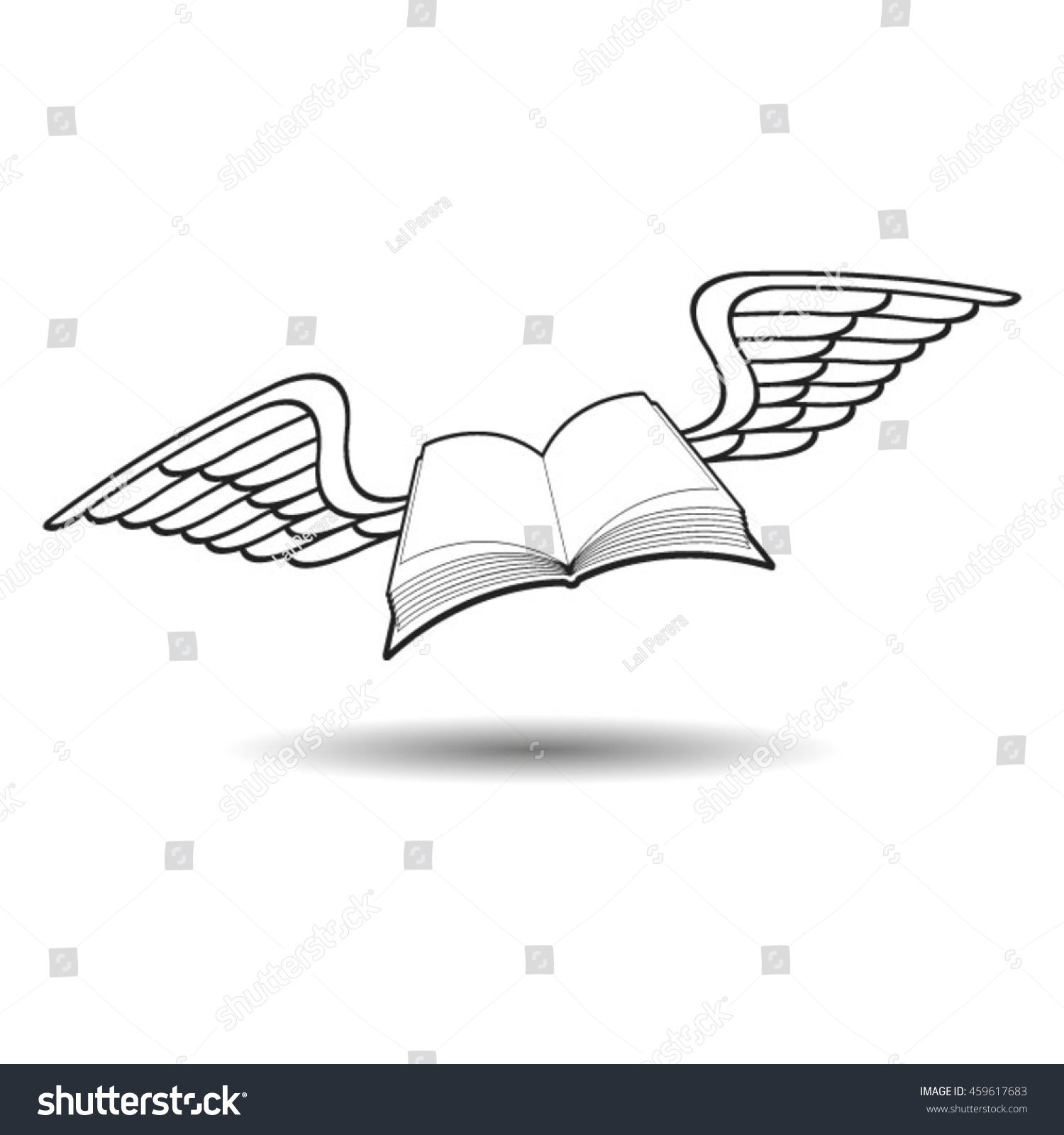 Flying Book Wingsvector Drawing : image vectorielle de stock (libre de ...