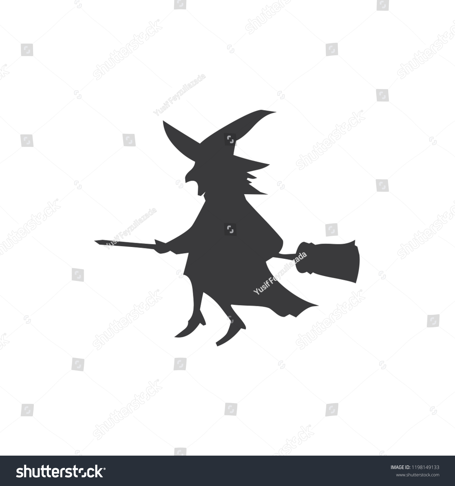 Flying Broom Vector Icon Stock Vector (Royalty Free) 1198149133