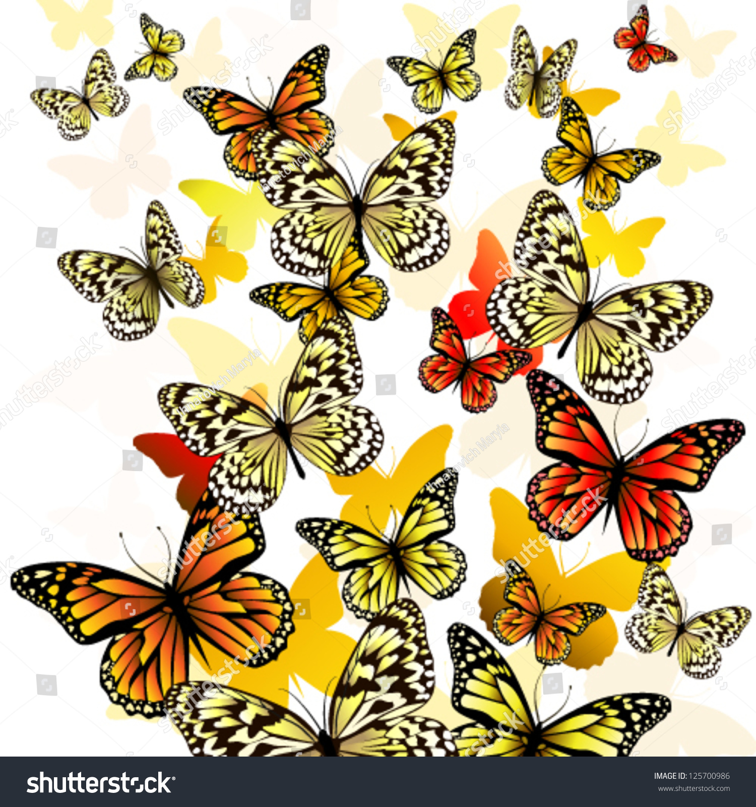 Flying Butterflies Vector Stock Vector 125700986 - Shutterstock