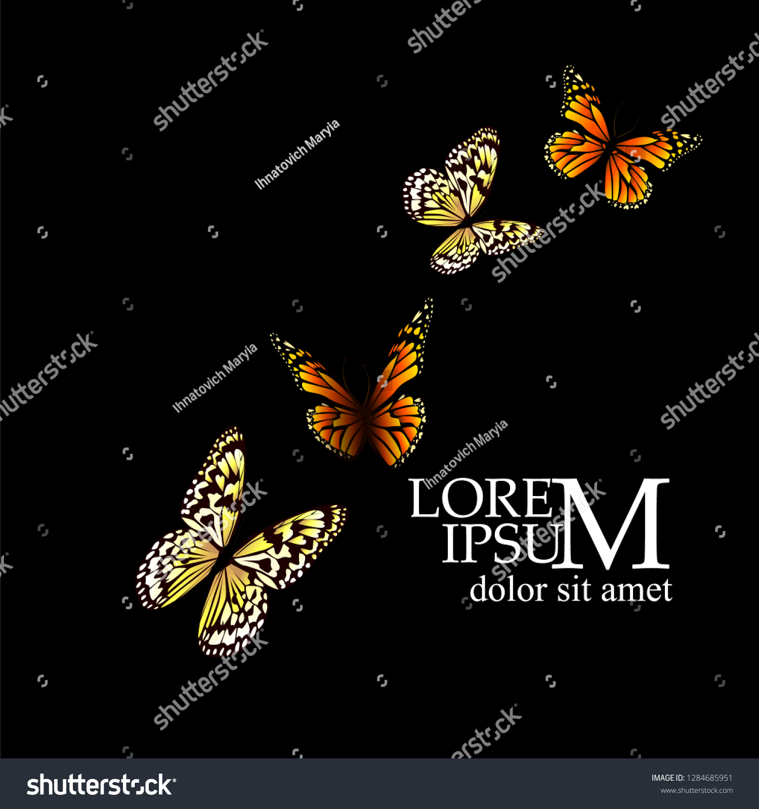Flying Butterflies Vector Stock Vector (Royalty Free) 1284685951 ...