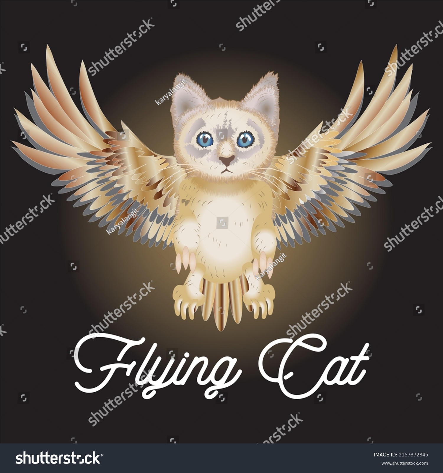 Flying Cat Cartoon Vector Illustration Stock Vector (Royalty Free ...