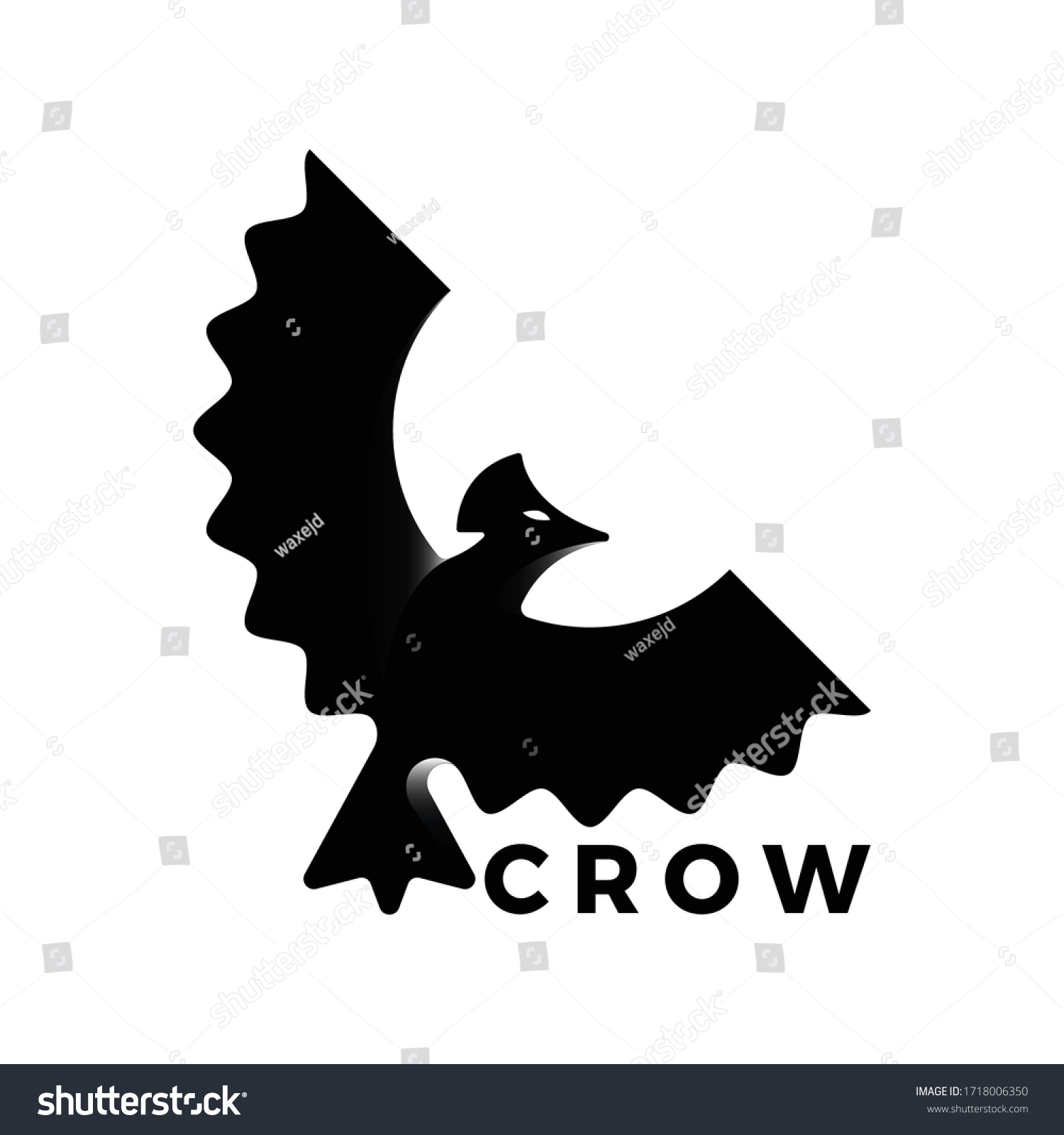 Flying Crow Logo Vector Illustration Stock Vector (Royalty Free) 1718006350