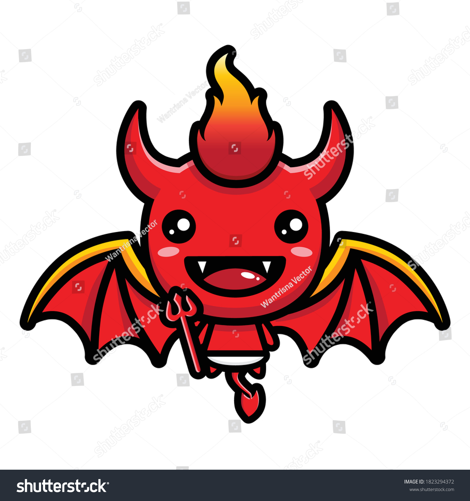 Flying Cute Devil Vector Design Stock Vector (Royalty Free) 1823294372