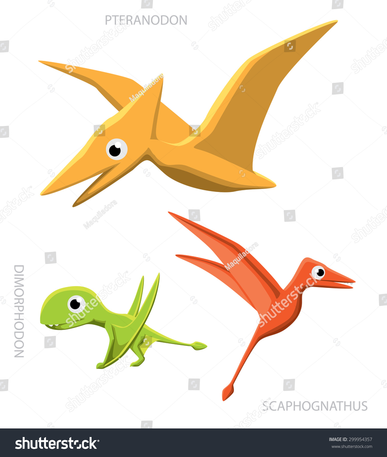 Flying Dinosaurs Vector Illustration Stock Vector (Royalty Free) 299954357