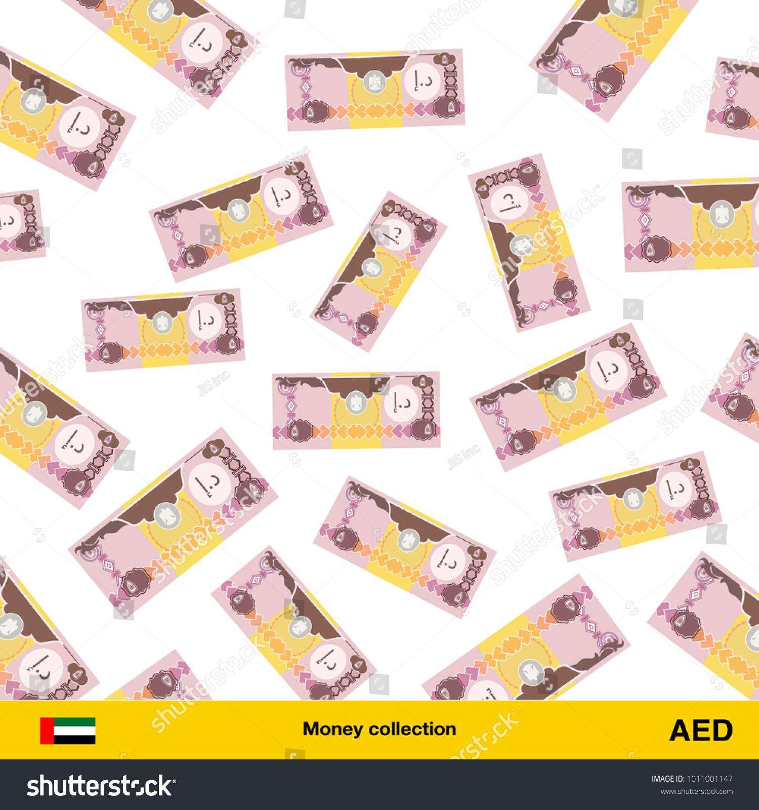 Flying Dirham Banknotes Money Rain Falling Stock Vector (Royalty Free ...
