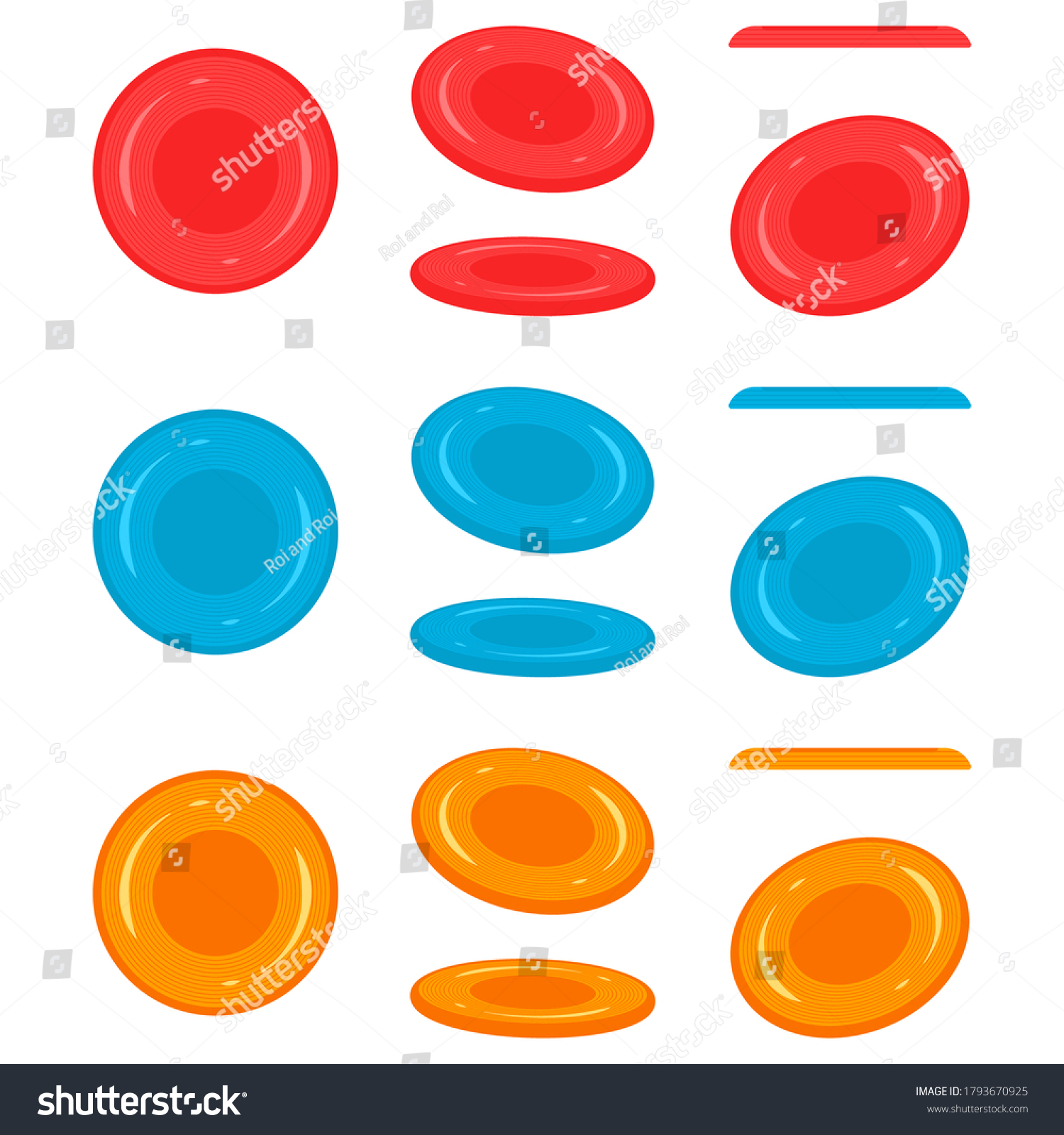 Flying Disc Vector Set Isolated On Stock Vector (Royalty Free ...