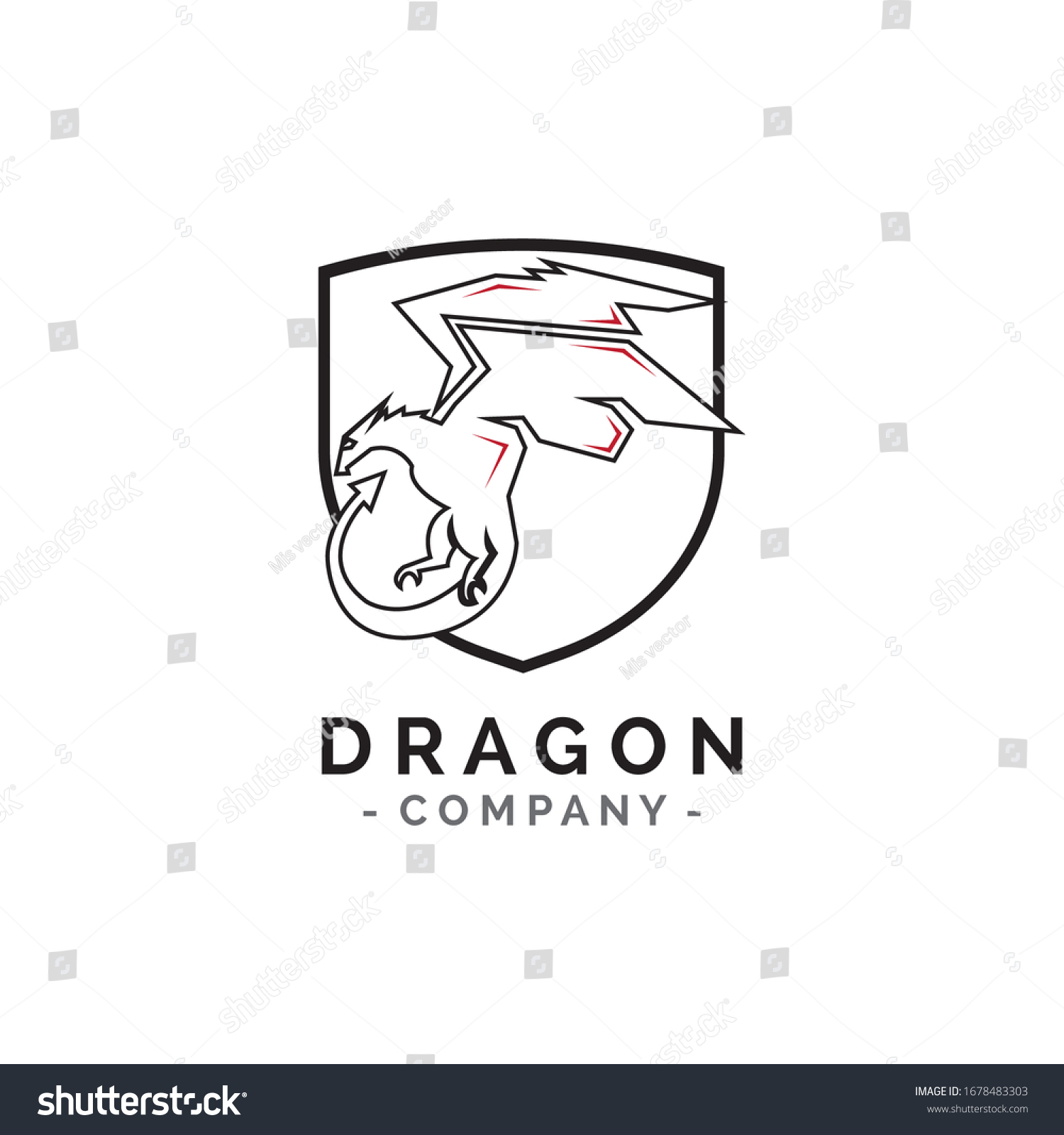 Vektor Stok Flying Dragon Logo Template Vector Illustration (Tanpa ...