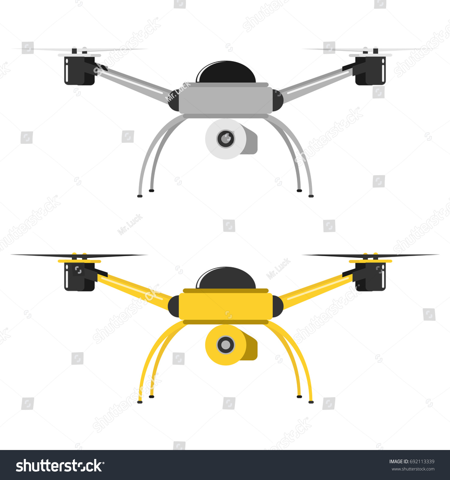 Flying Drone Icon Flying Dron Flat: vector de stock (libre de regalías ...