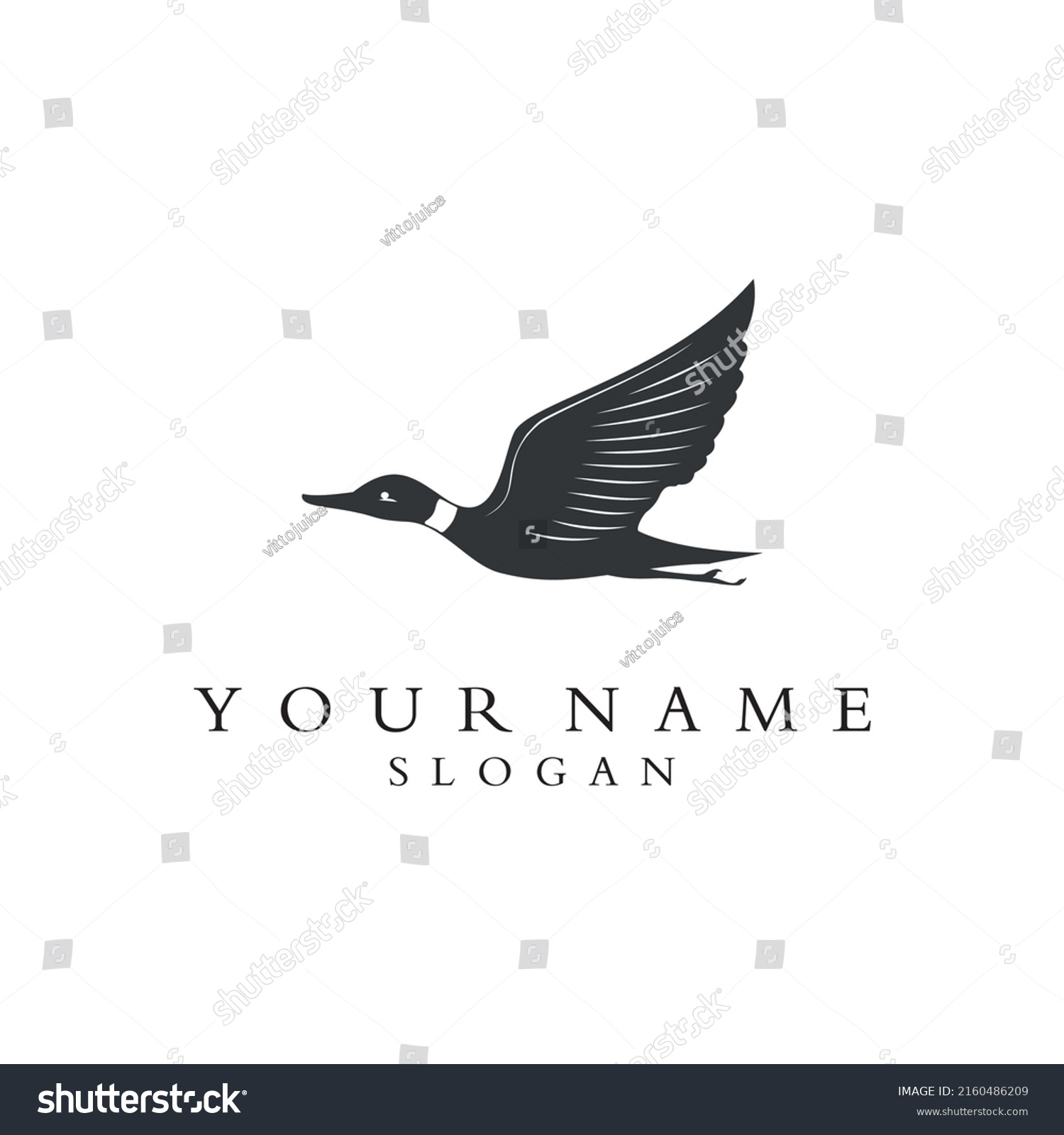 Flying Duck Logo Vector Design Stock Vector (Royalty Free) 2160486209 ...