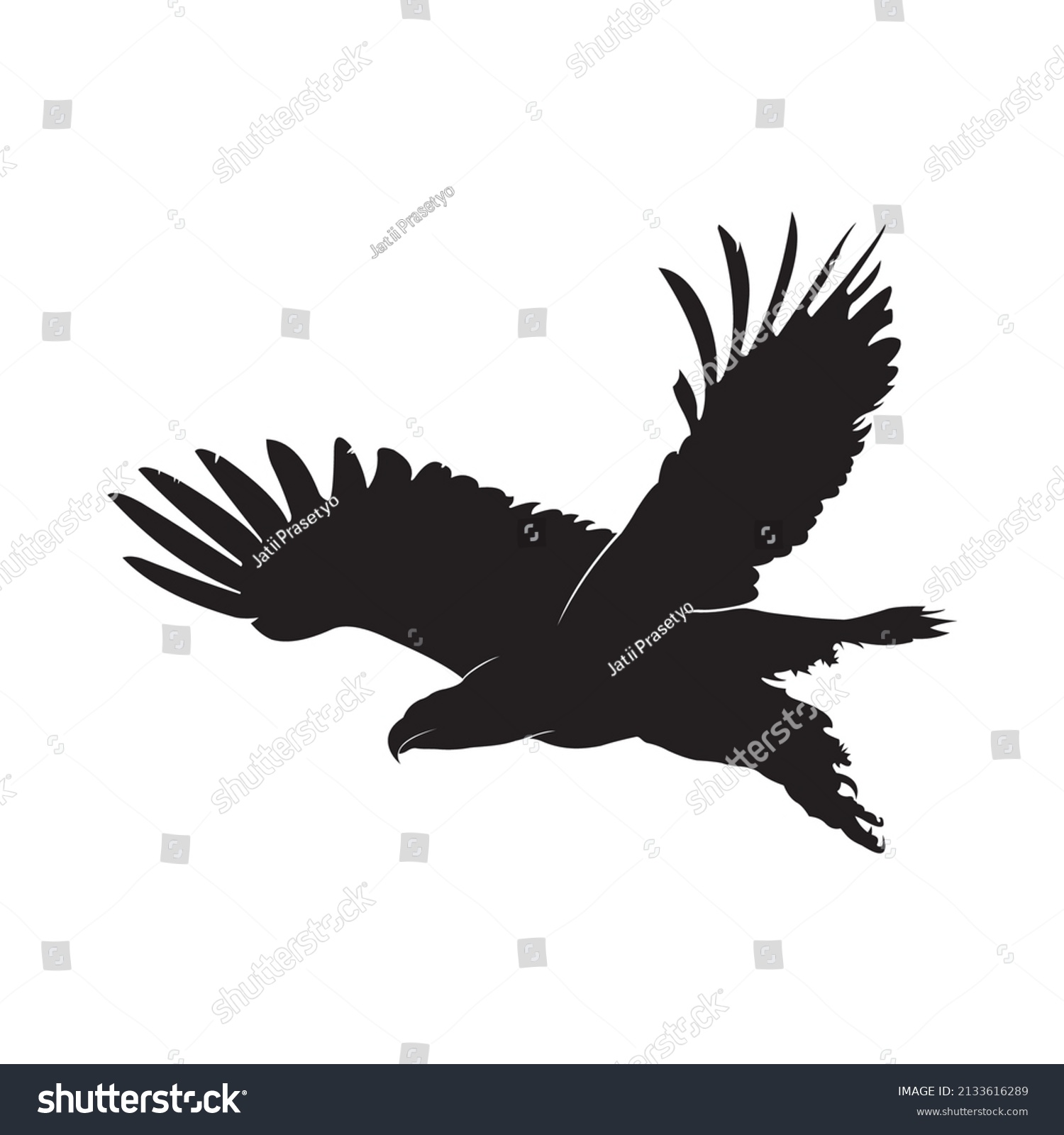 Flying Eagle Vector Silhouette On White Stock Vector (Royalty Free ...