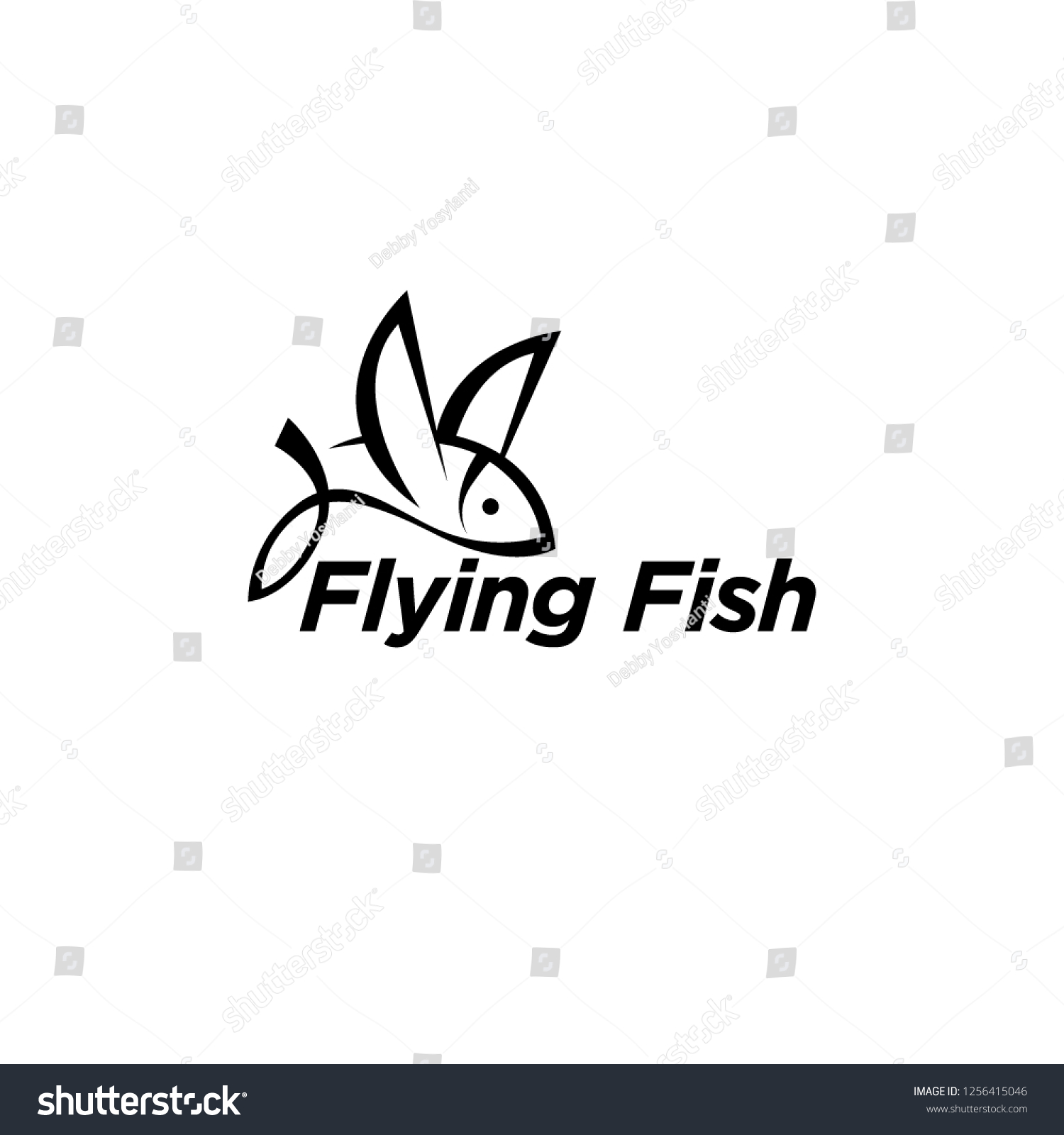 Flying Fish Logo Design Stock Vector (Royalty Free) 1256415046