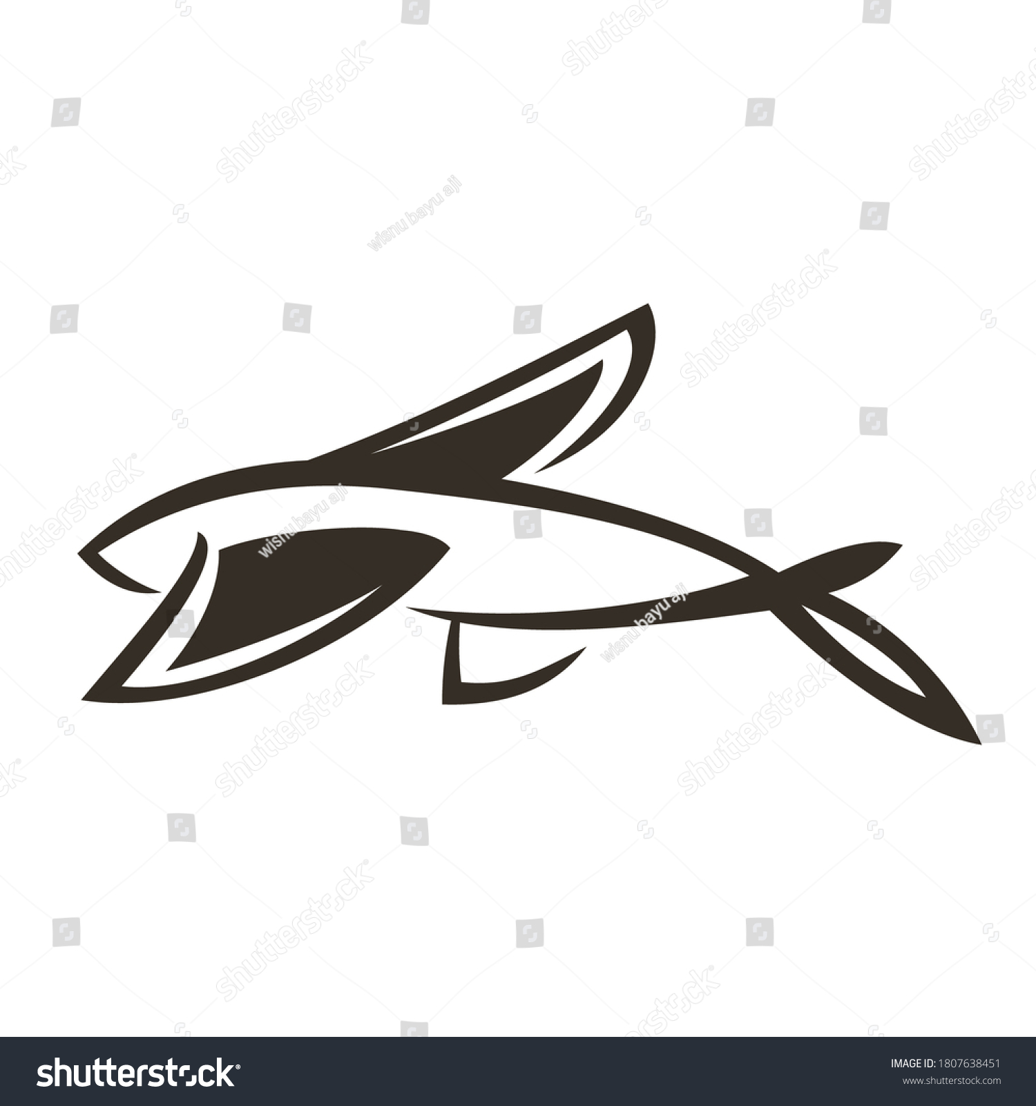 Flying Fish Silhouette Vector Design Stock Vector (Royalty Free ...