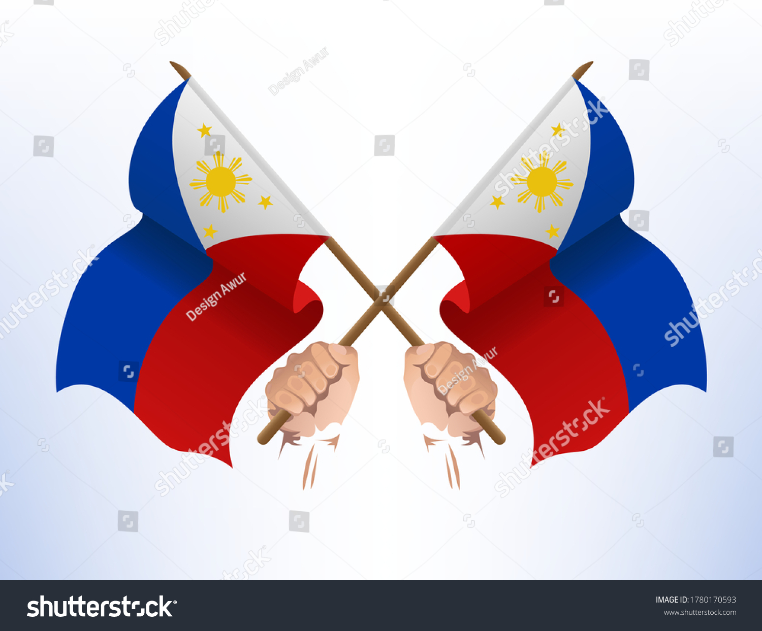 Flying Flags Cross Philippines Stock Vector (Royalty Free) 1780170593 ...