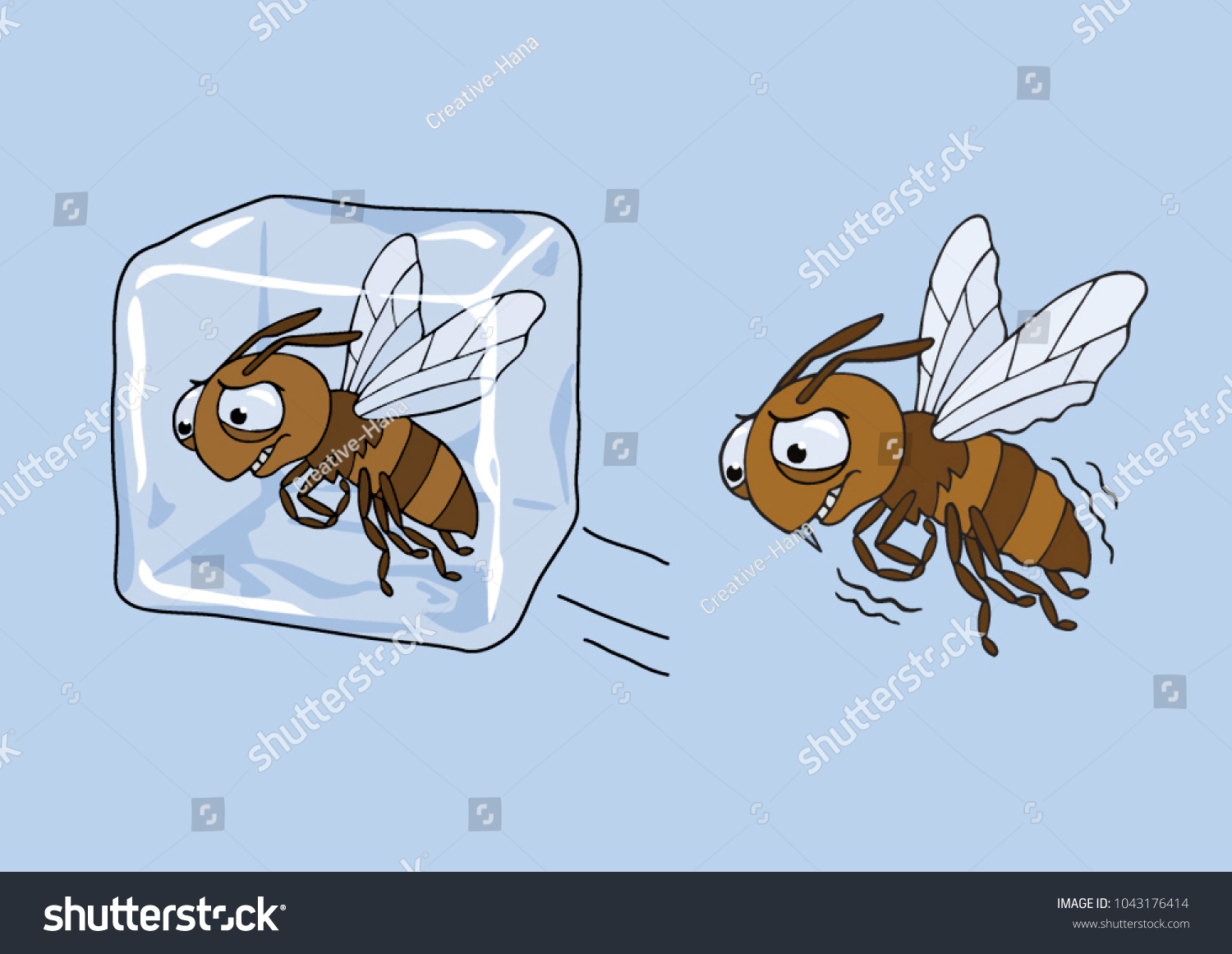 Flying Frozen Bee Stock Vector (Royalty Free) 1043176414 | Shutterstock