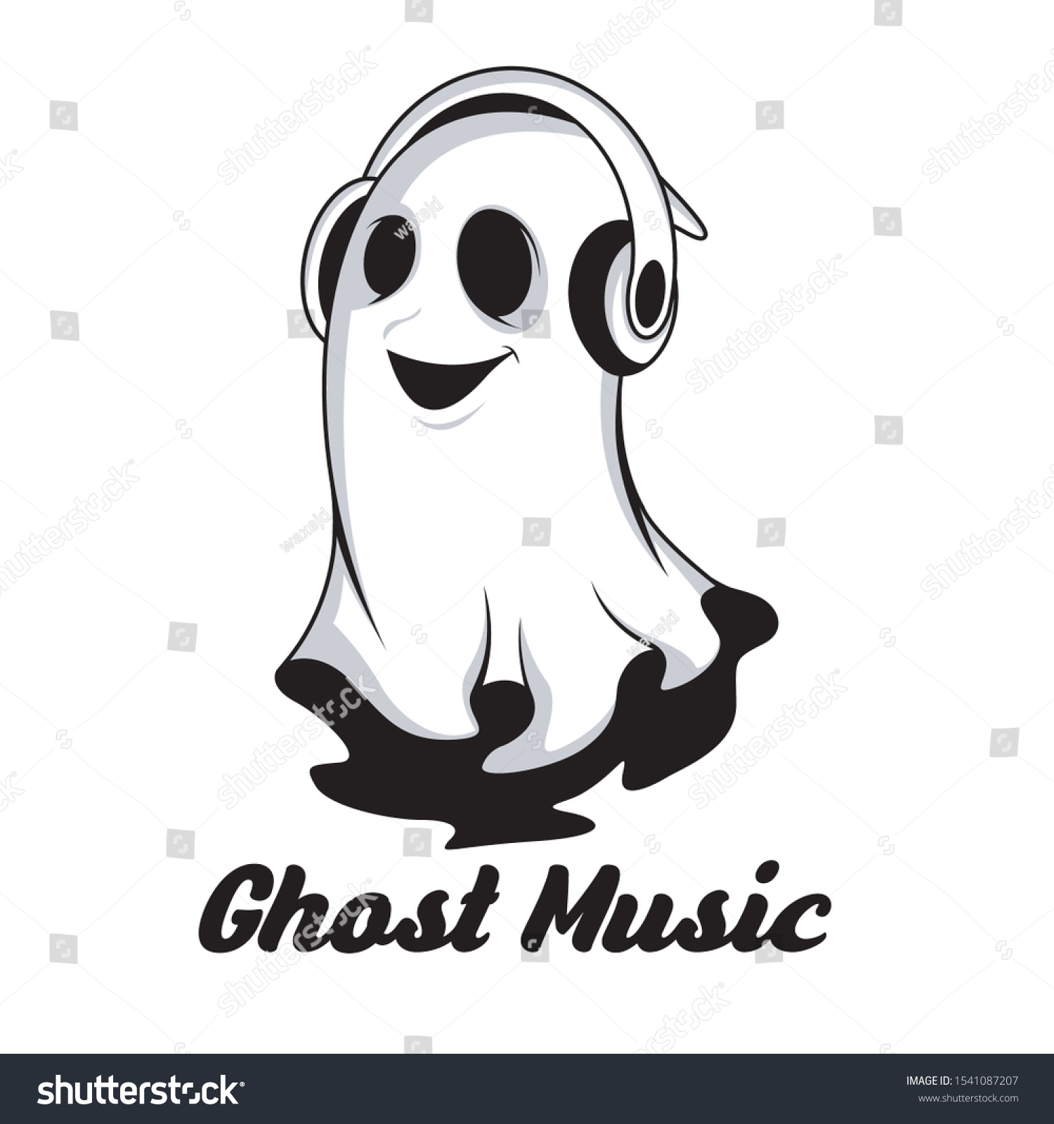 Flying Ghost Music Logo Vector Illustration Stock Vector (Royalty Free ...