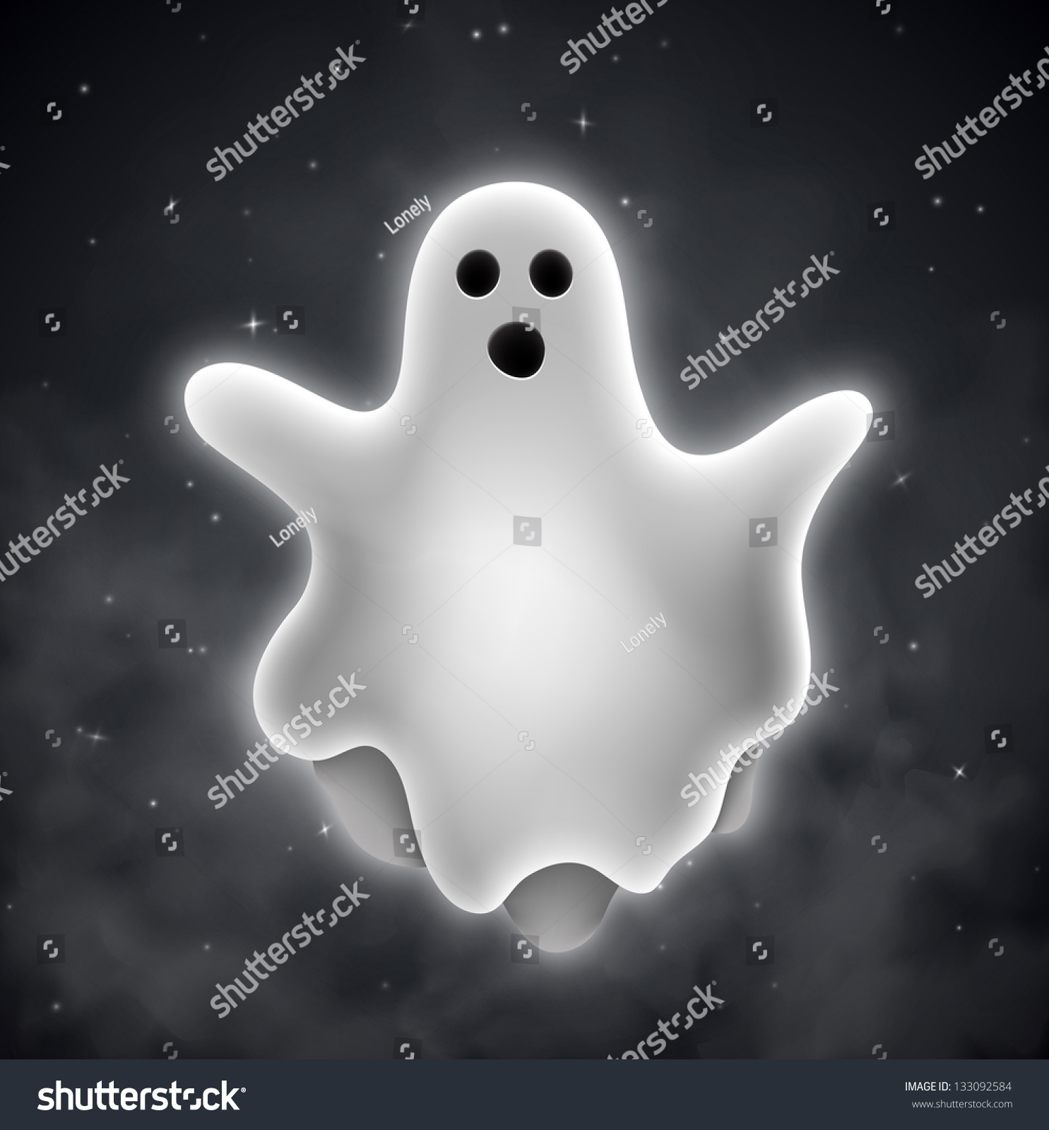 Flying Ghost Outdoors. Eps 10 Stock Vector Illustration 133092584 ...