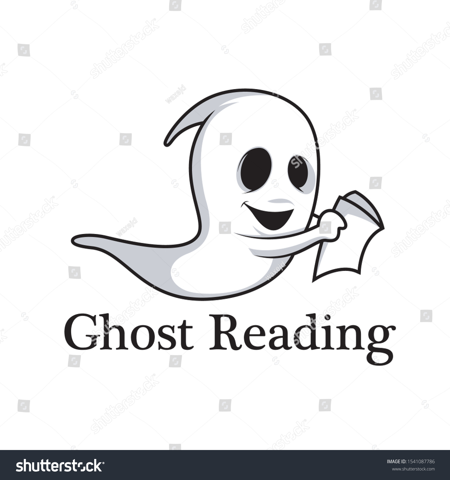 Flying Ghost Reading Book Logo Vector 스톡 벡터(로열티 프리) 1541087786 ...
