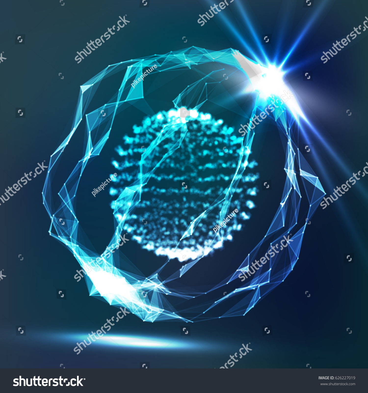 Flying Glowing Particles Abstract Graphics 3d Stock Vector (Royalty ...