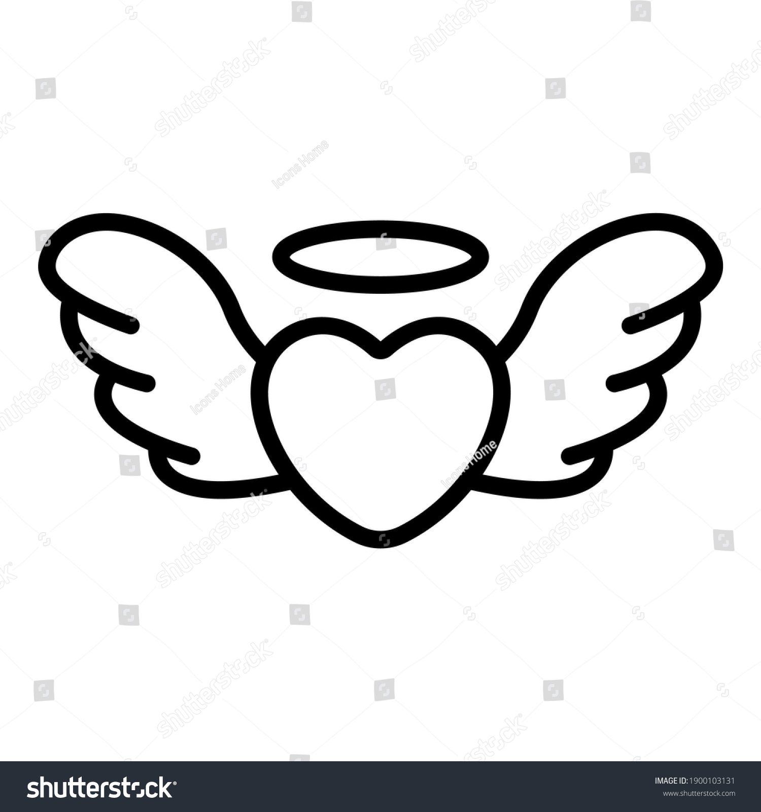 Flying Hart Wings Angle Simple Line Stock Vector (Royalty Free ...