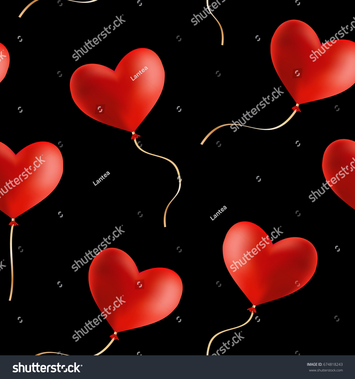Flying Heart Shaped Balloons Vector Seamless Stock Vector (Royalty Free ...