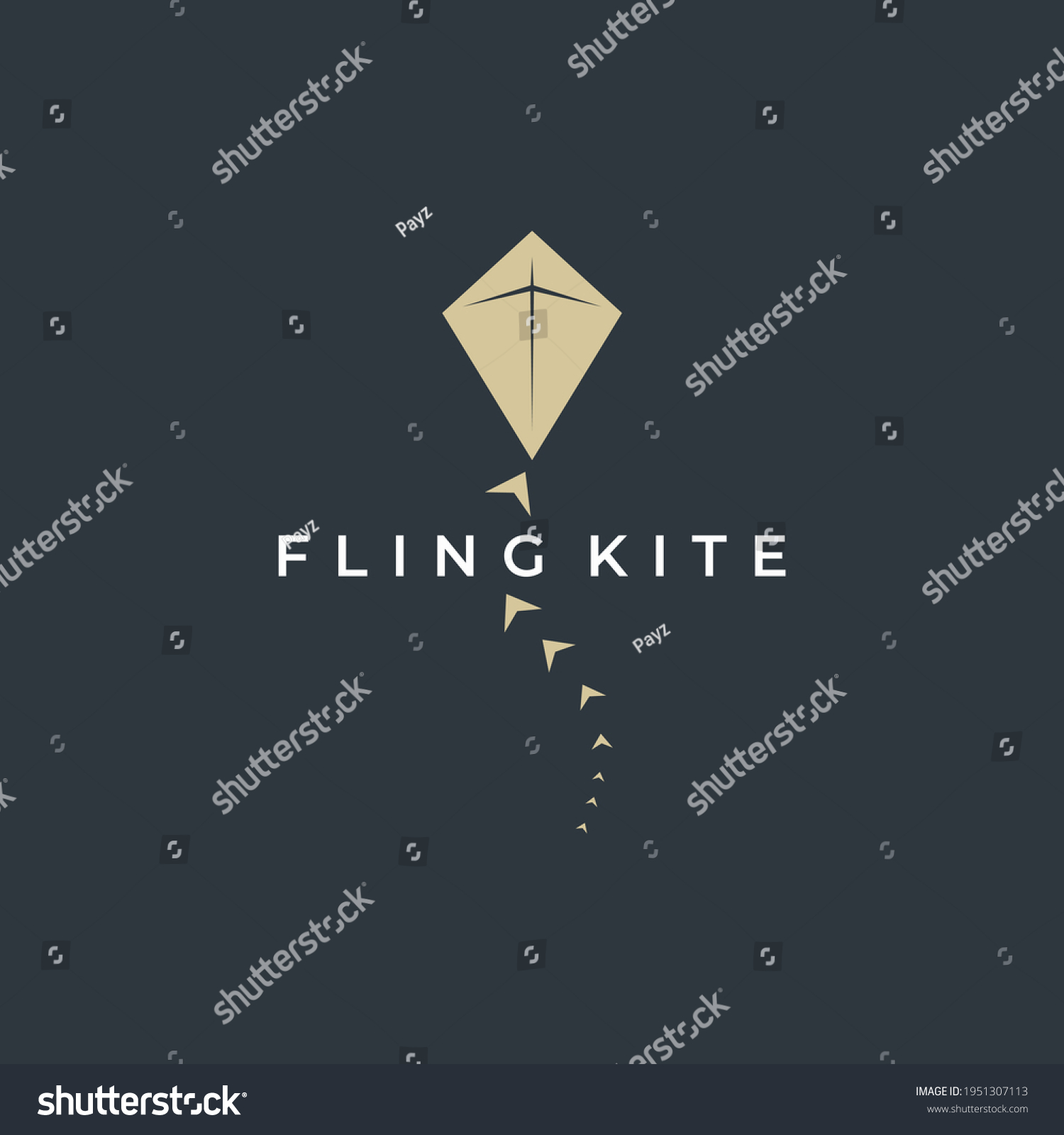 Flying Kite Logo Flat Monogram Stock Vector (Royalty Free) 1951307113