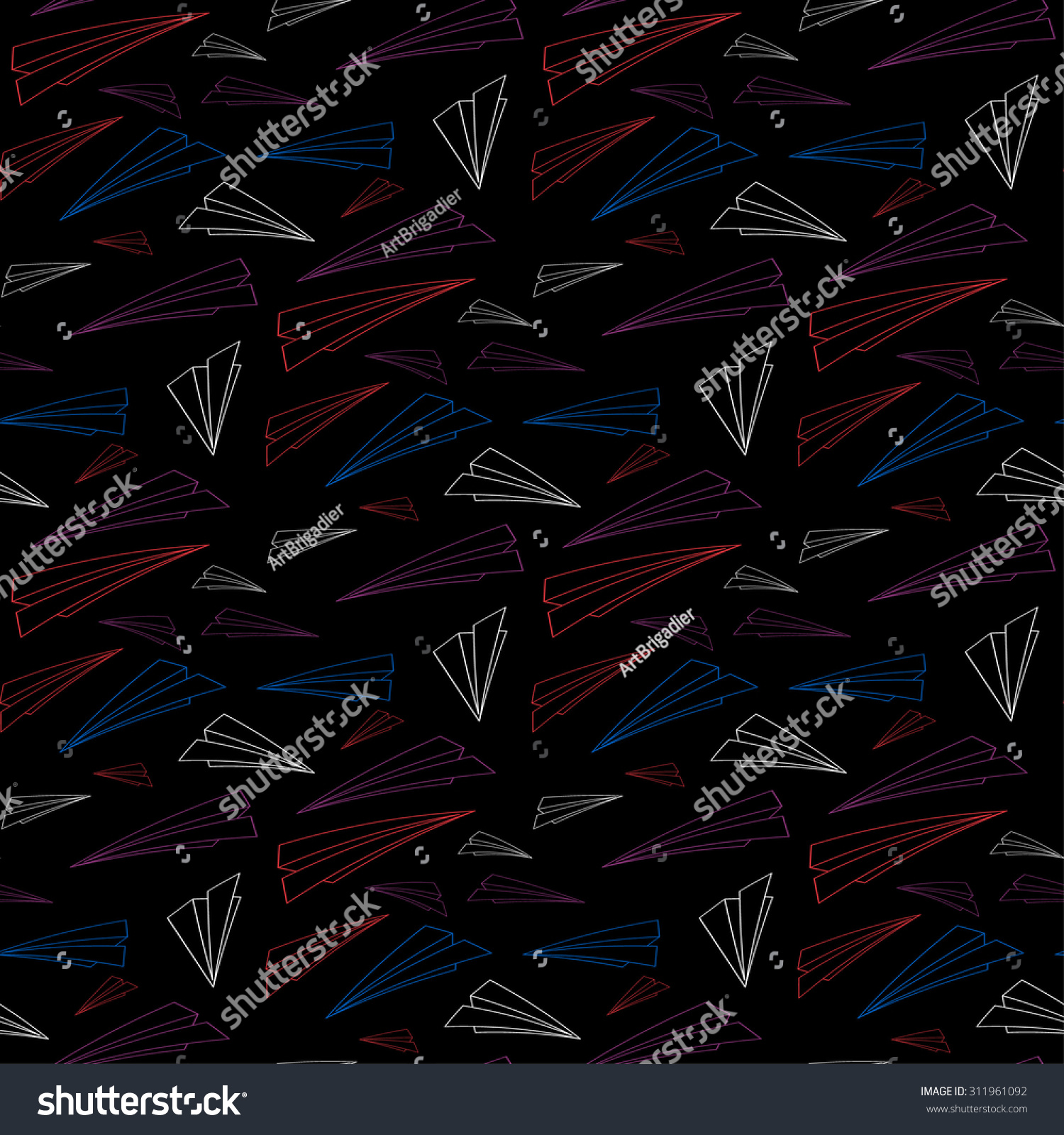 Flying Paper Planes Seamless Texture Stock Vector (Royalty Free ...