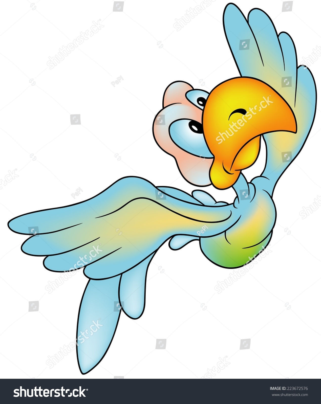 Flying Parrot Colored Cartoon Illustration Vector Stock Vector (Royalty ...