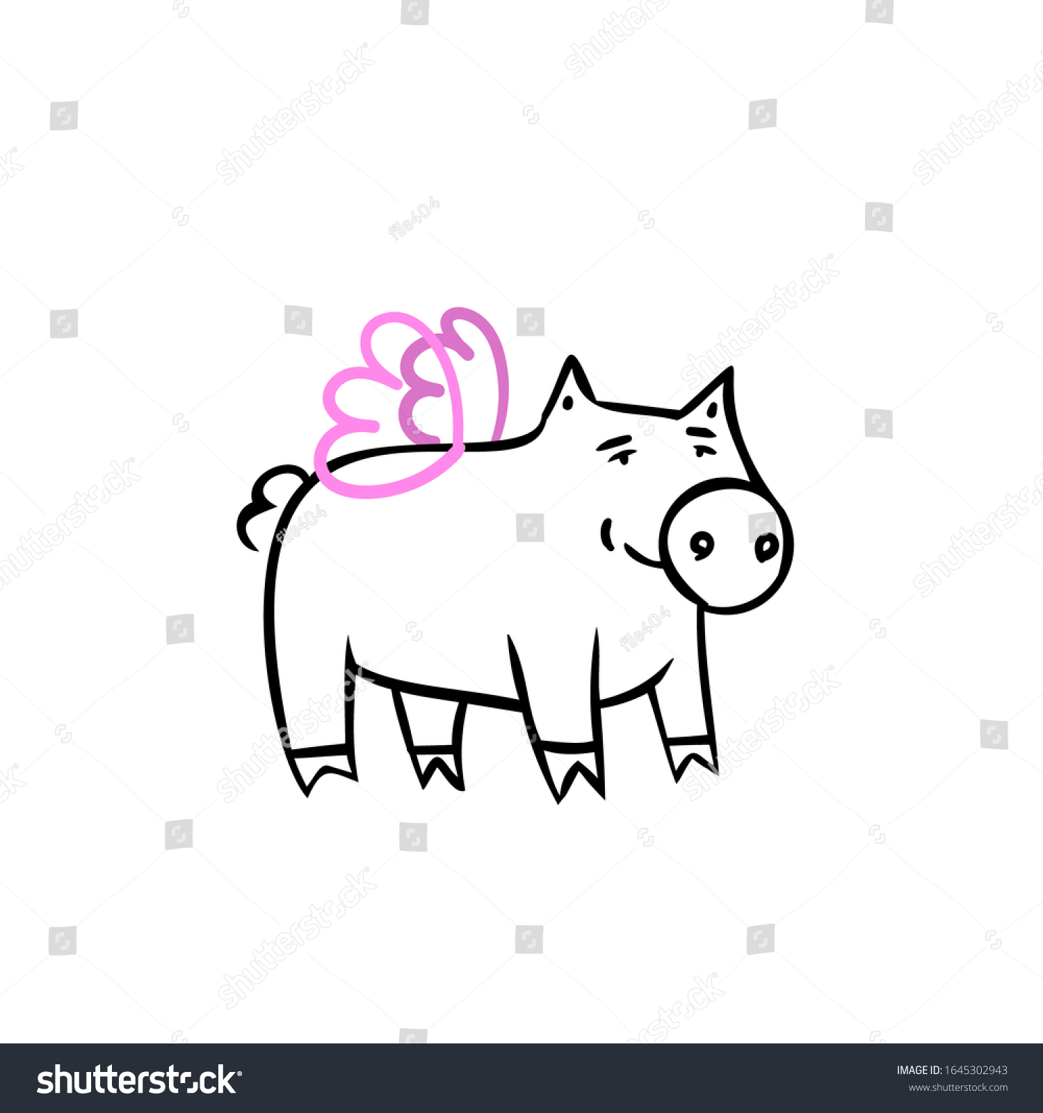 Flying Pig Vector Drawing Illustration Stock Vector (Royalty Free ...